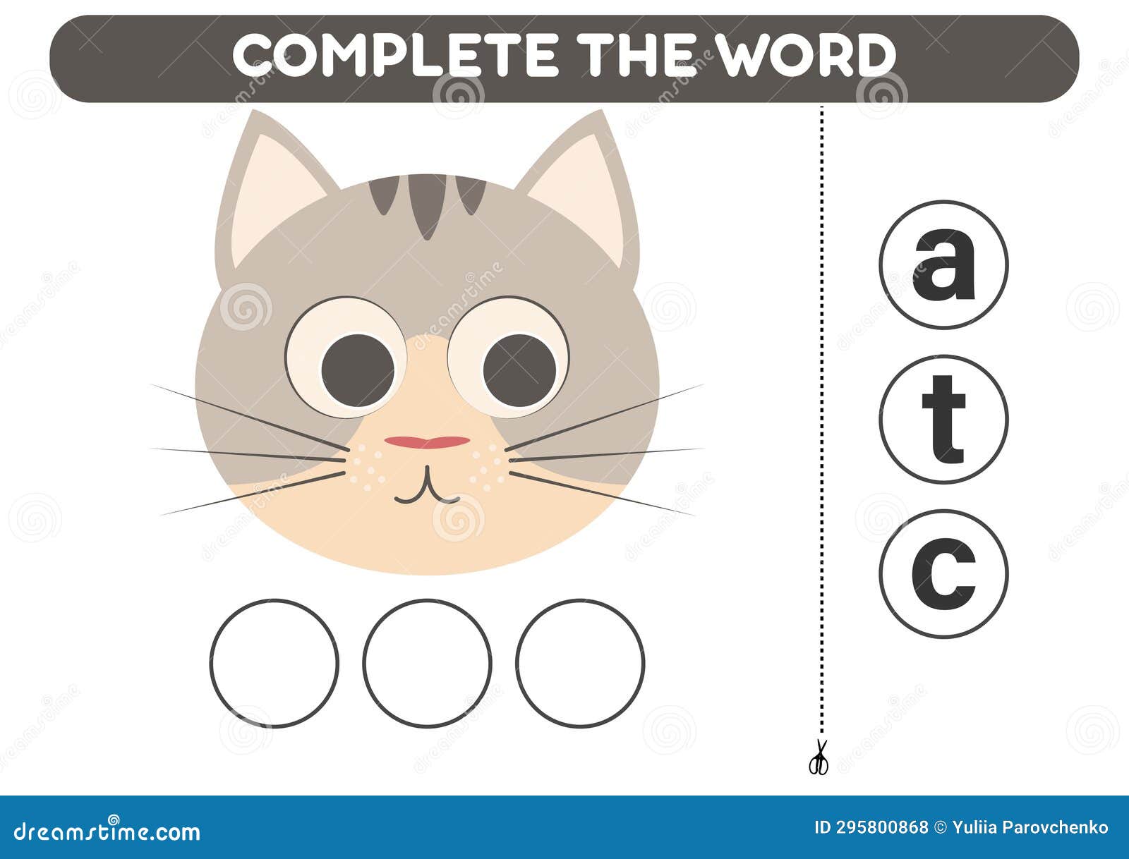 Educational Game for Kids Complete the Word Cat. Printable Worksheets ...