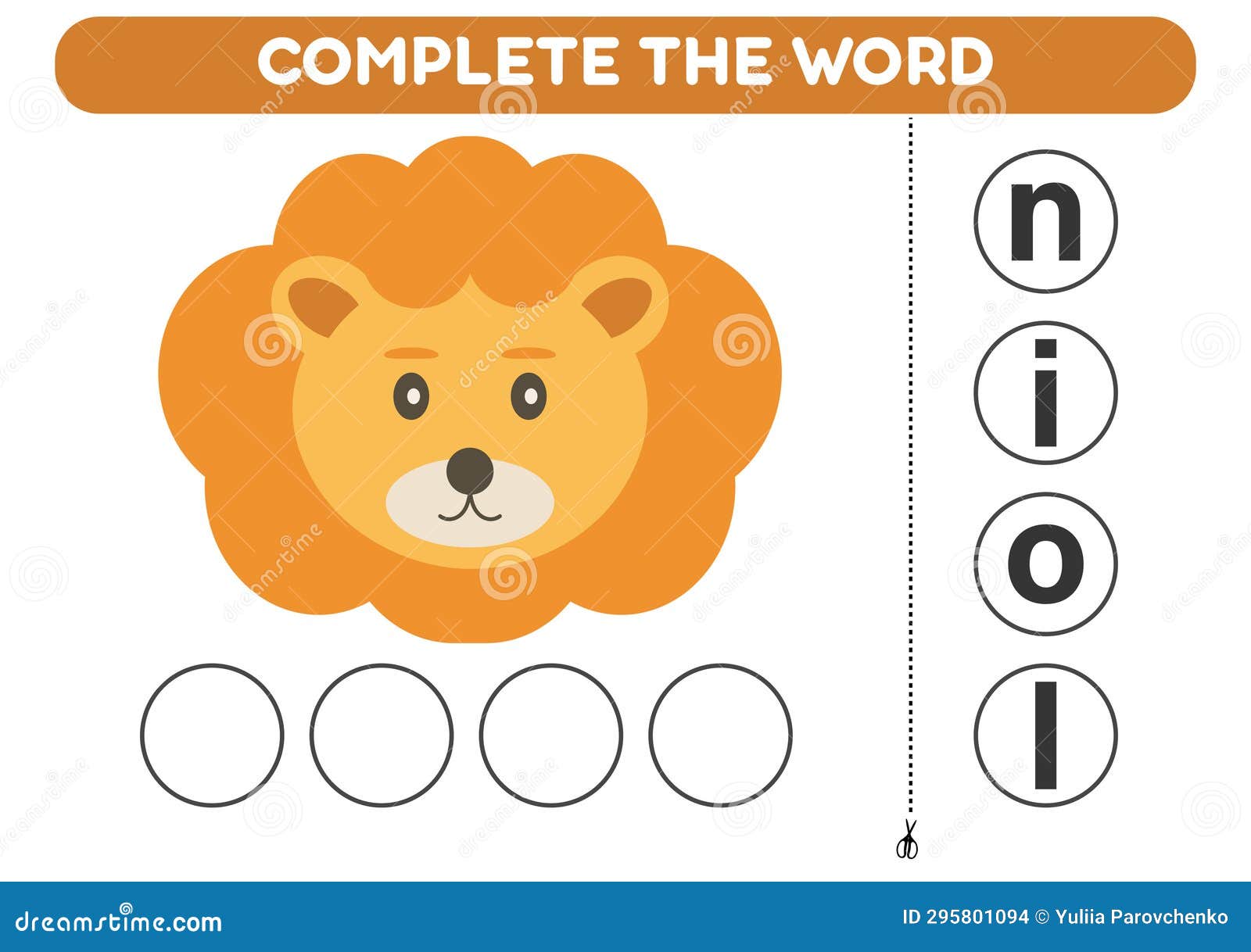 Educational Game for Kids Complete the Word Lion. Printable Worksheets ...