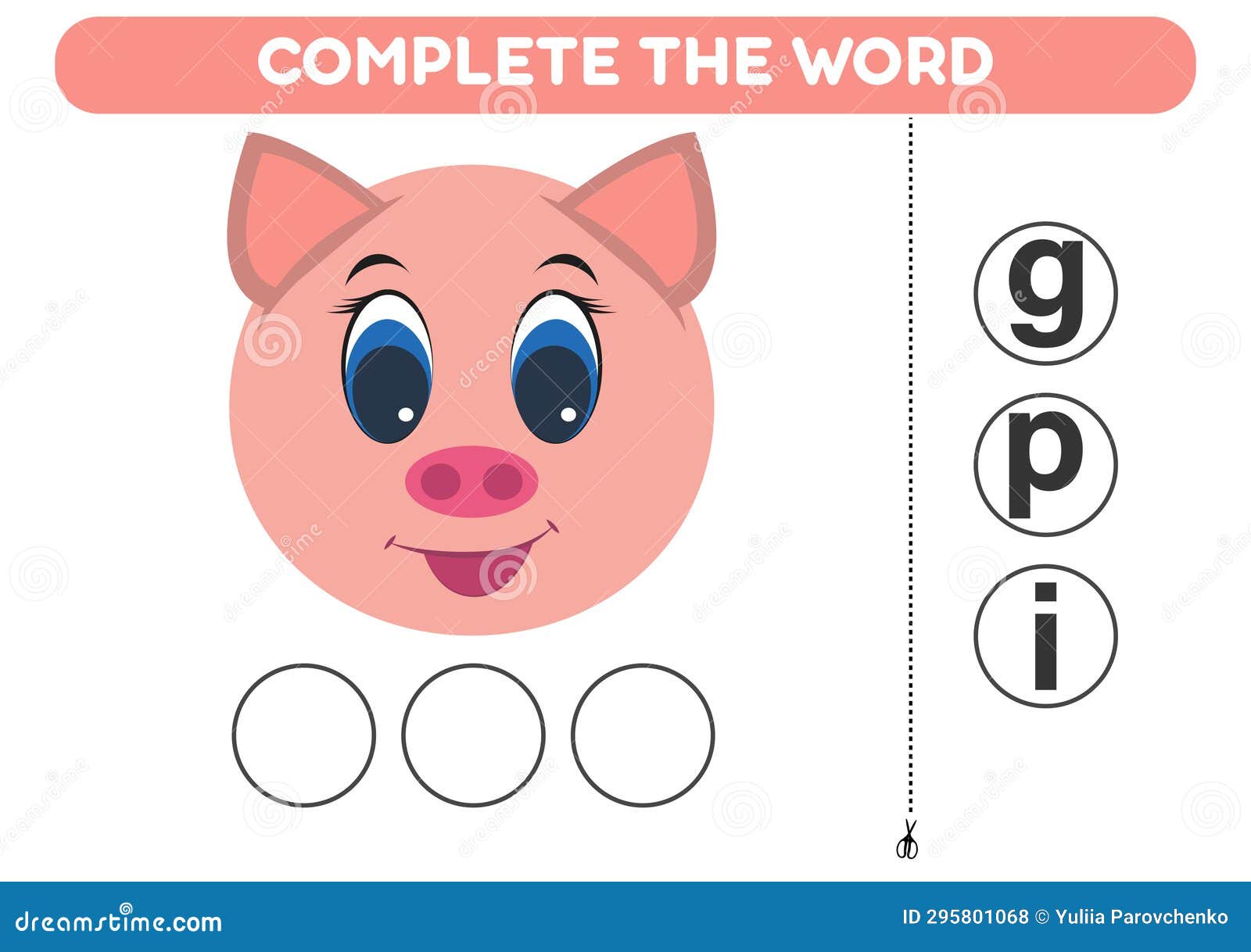 Educational Game for Kids Complete the Word Pig. Printable Worksheets ...