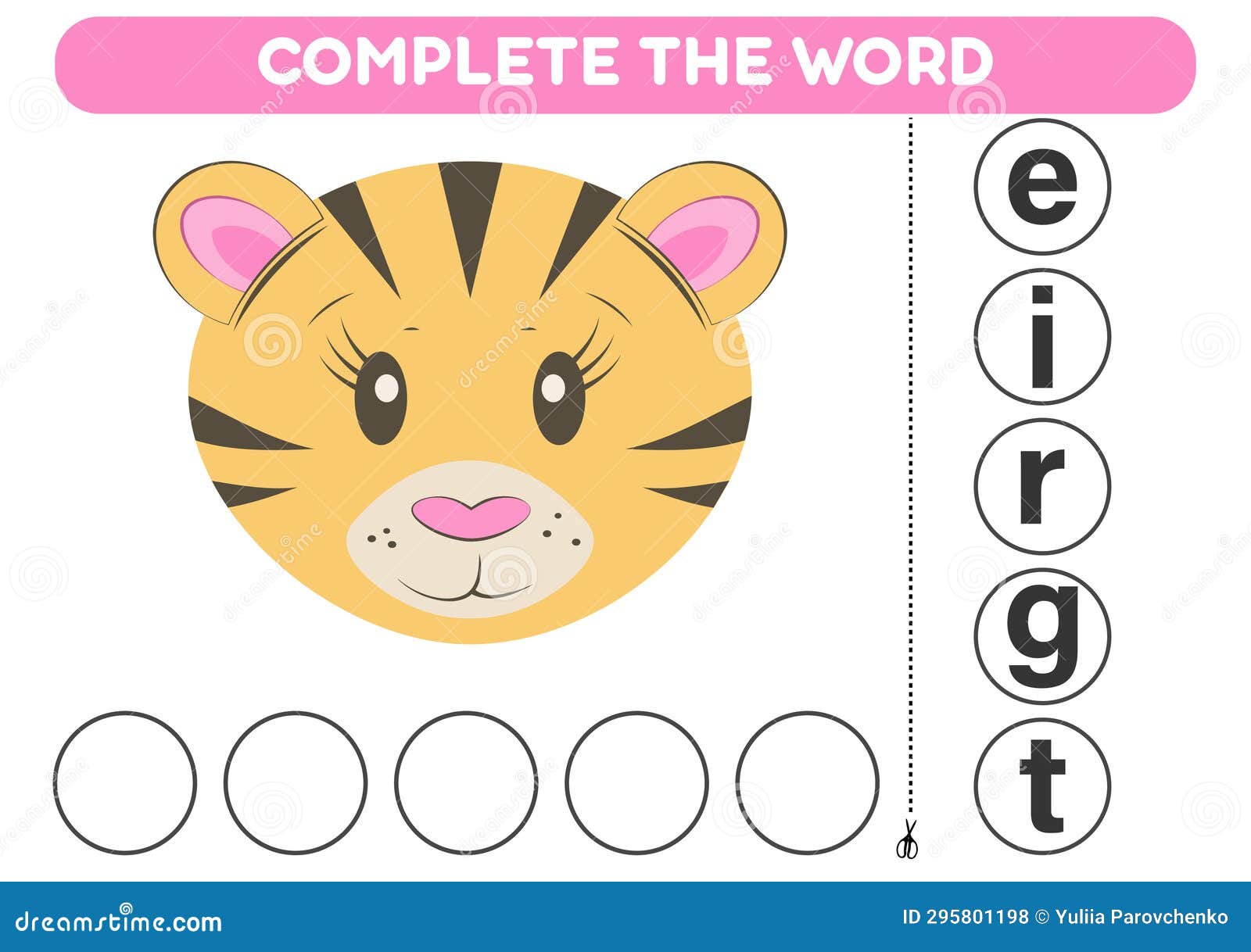 Educational Game for Kids Complete the Word Tiger. Printable Worksheets ...