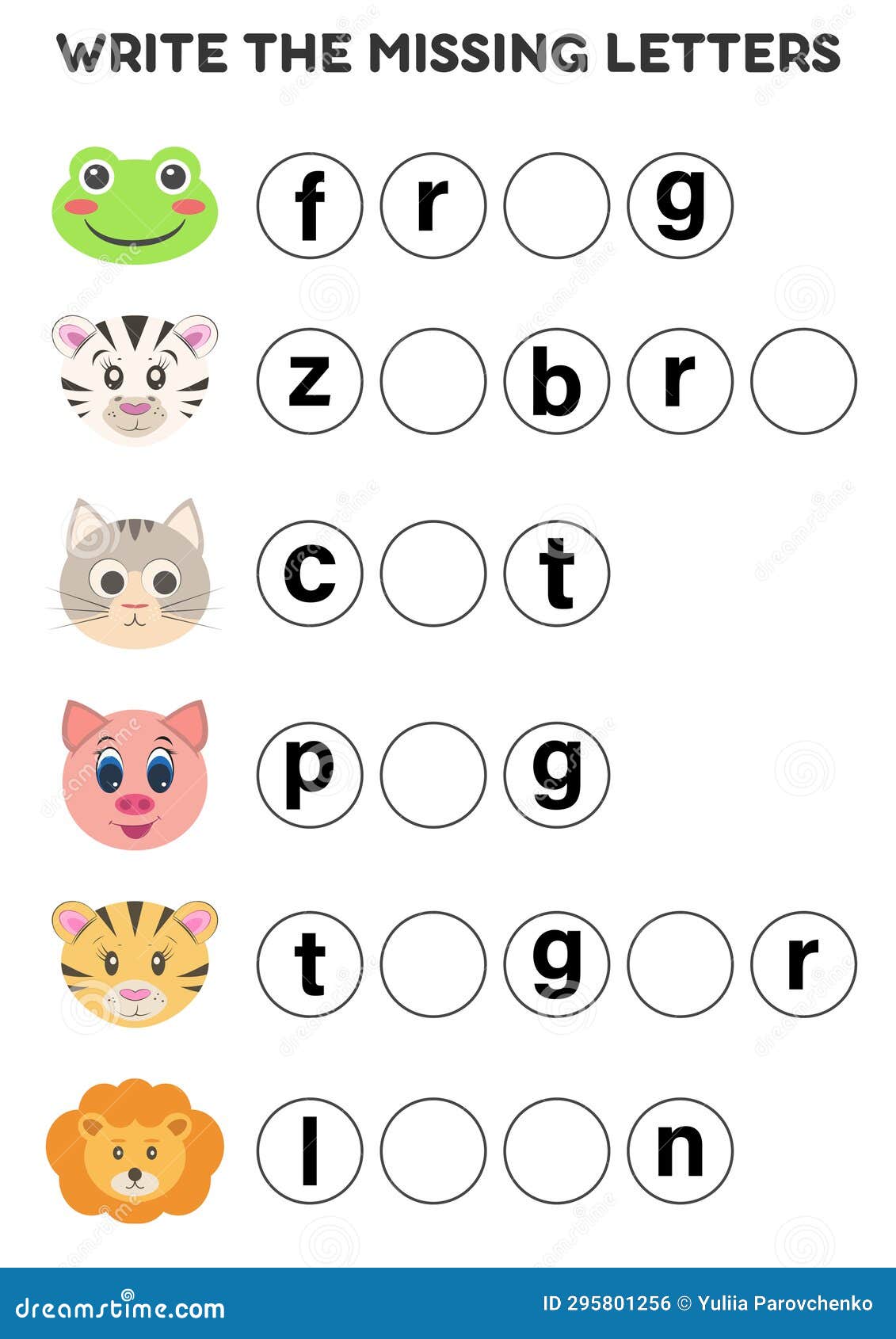 Educational Game for Kids Fill in the Missing Letters. Printable ...