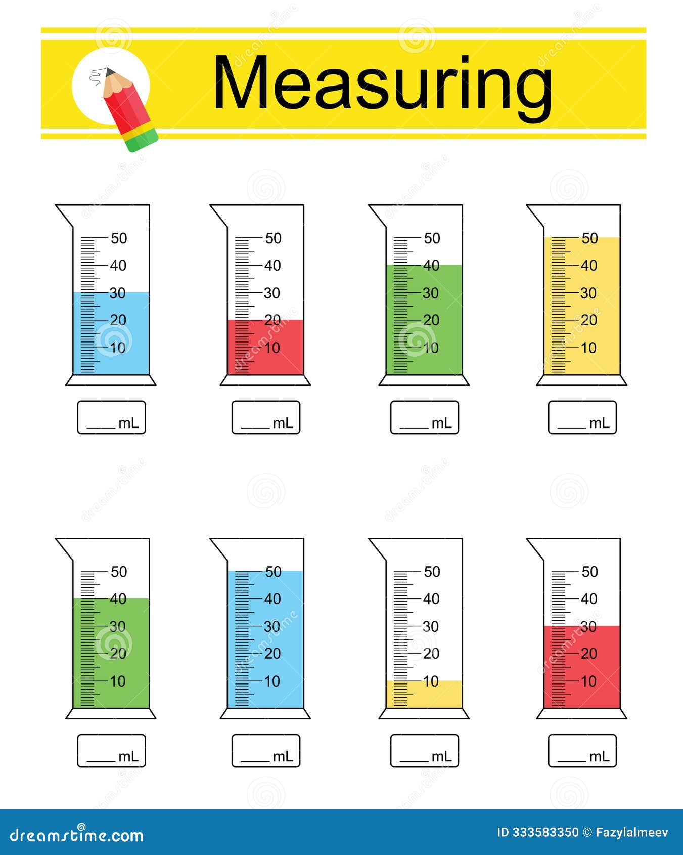 Educational Game for Kids. Measuring the Volume of the Beaker Stock ...