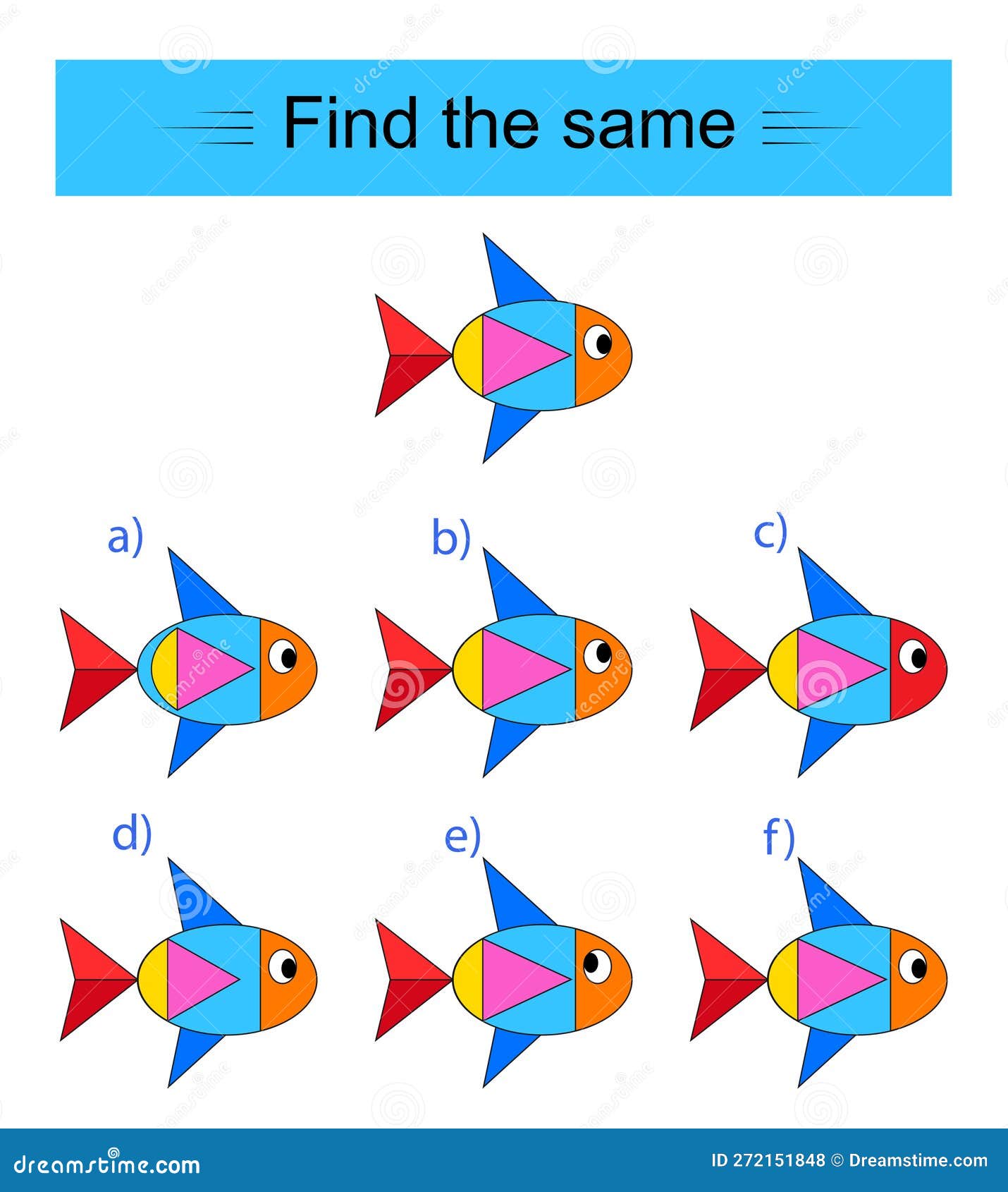 Educational Game for Kids. Need To Find Same Fish Stock Vector ...