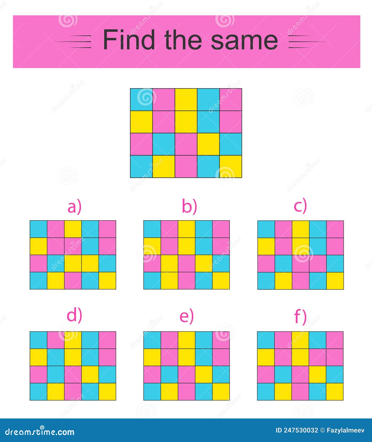 Educational Game for Kids. Find Same Square. Visual Intelligence ...