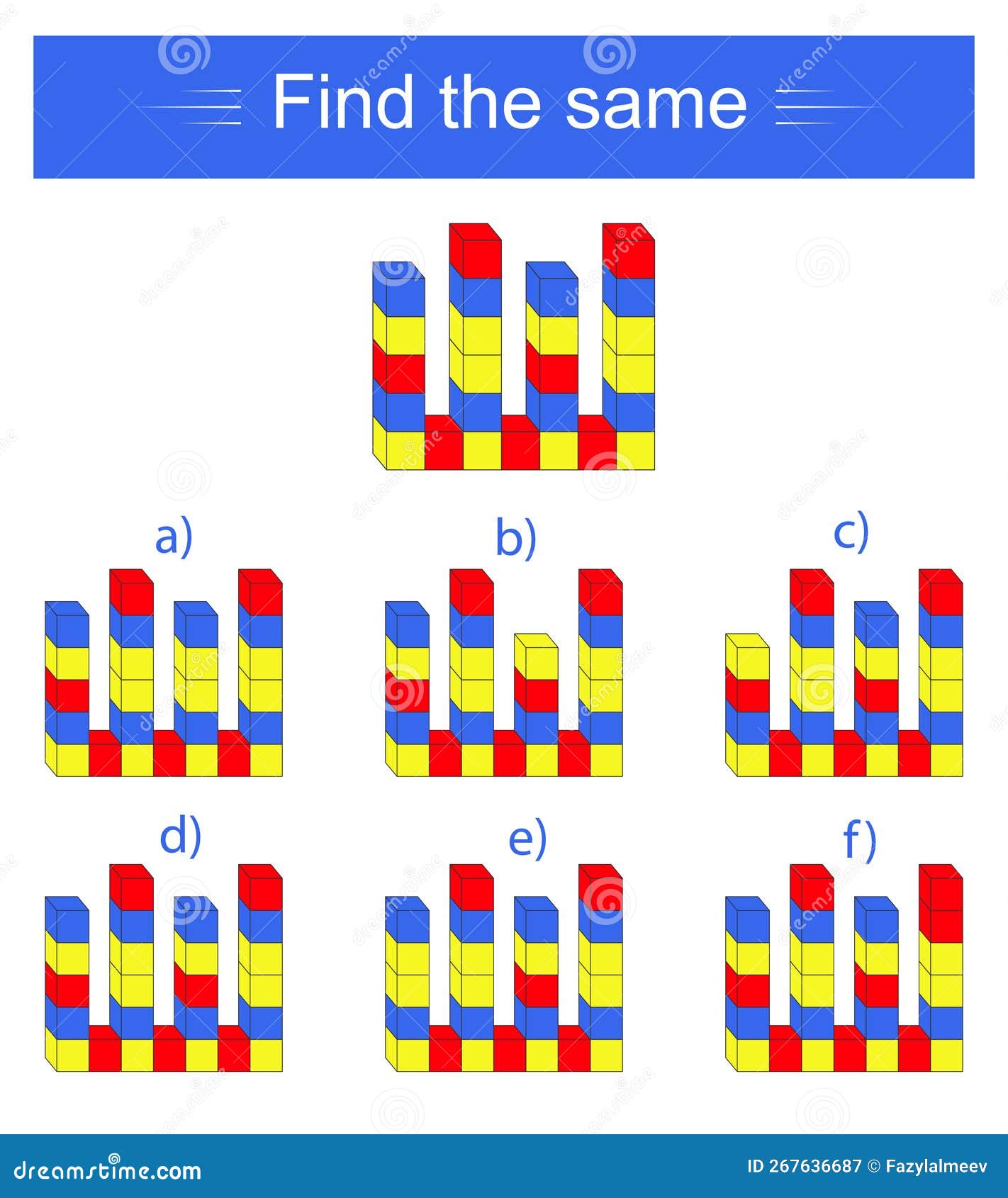 Educational Game for Kids. Need To Find Same Square Stock Vector ...