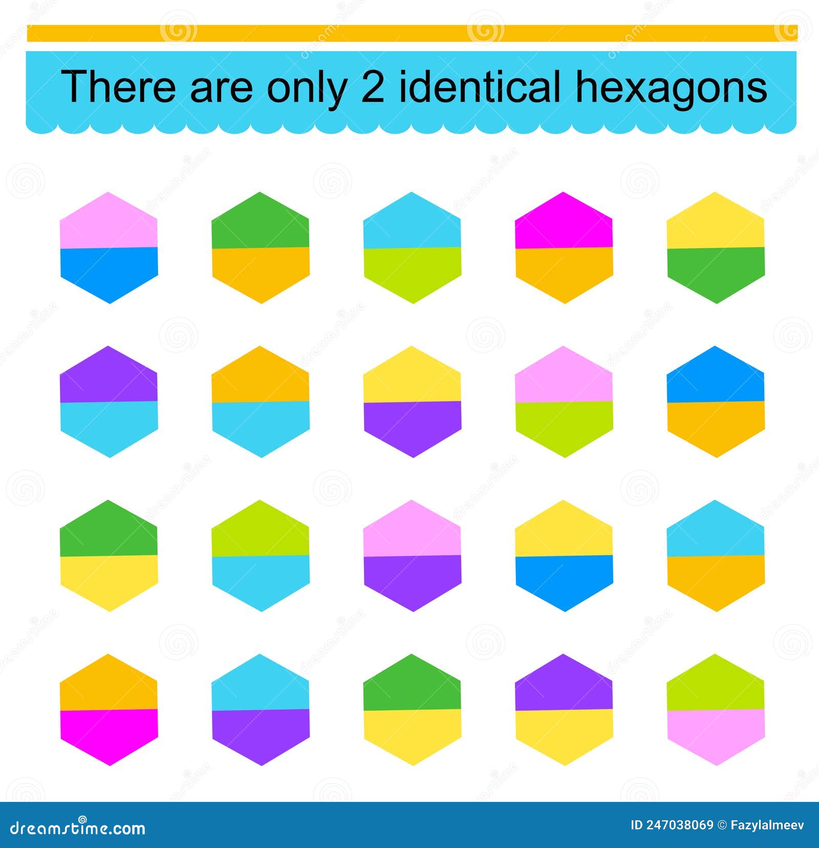 Educational Game for Kids. Need To Find Two Identical Hexagons. Visual ...