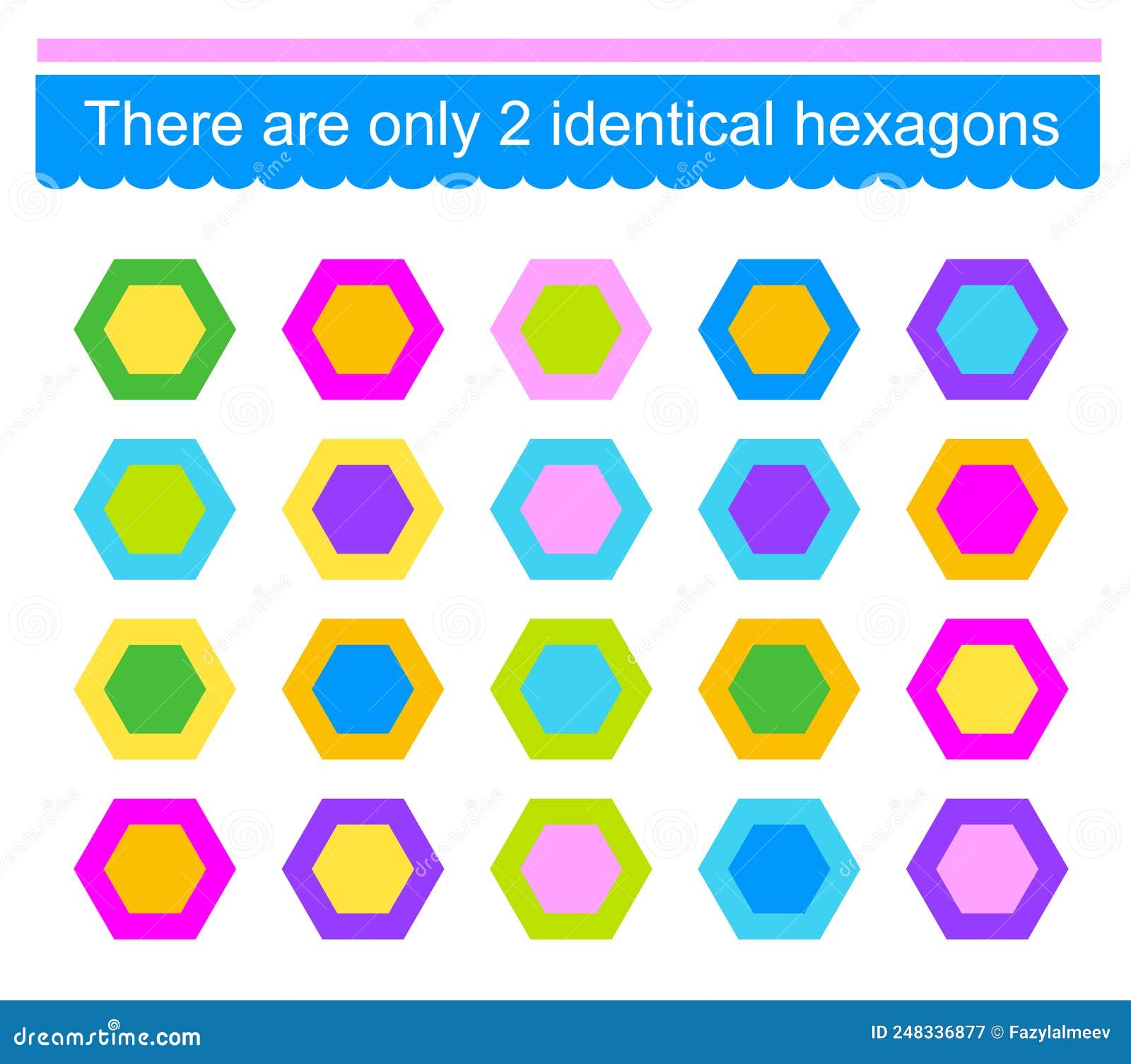 Educational Game for Kids. Need To Find Two Identical Hexagons. Visual ...
