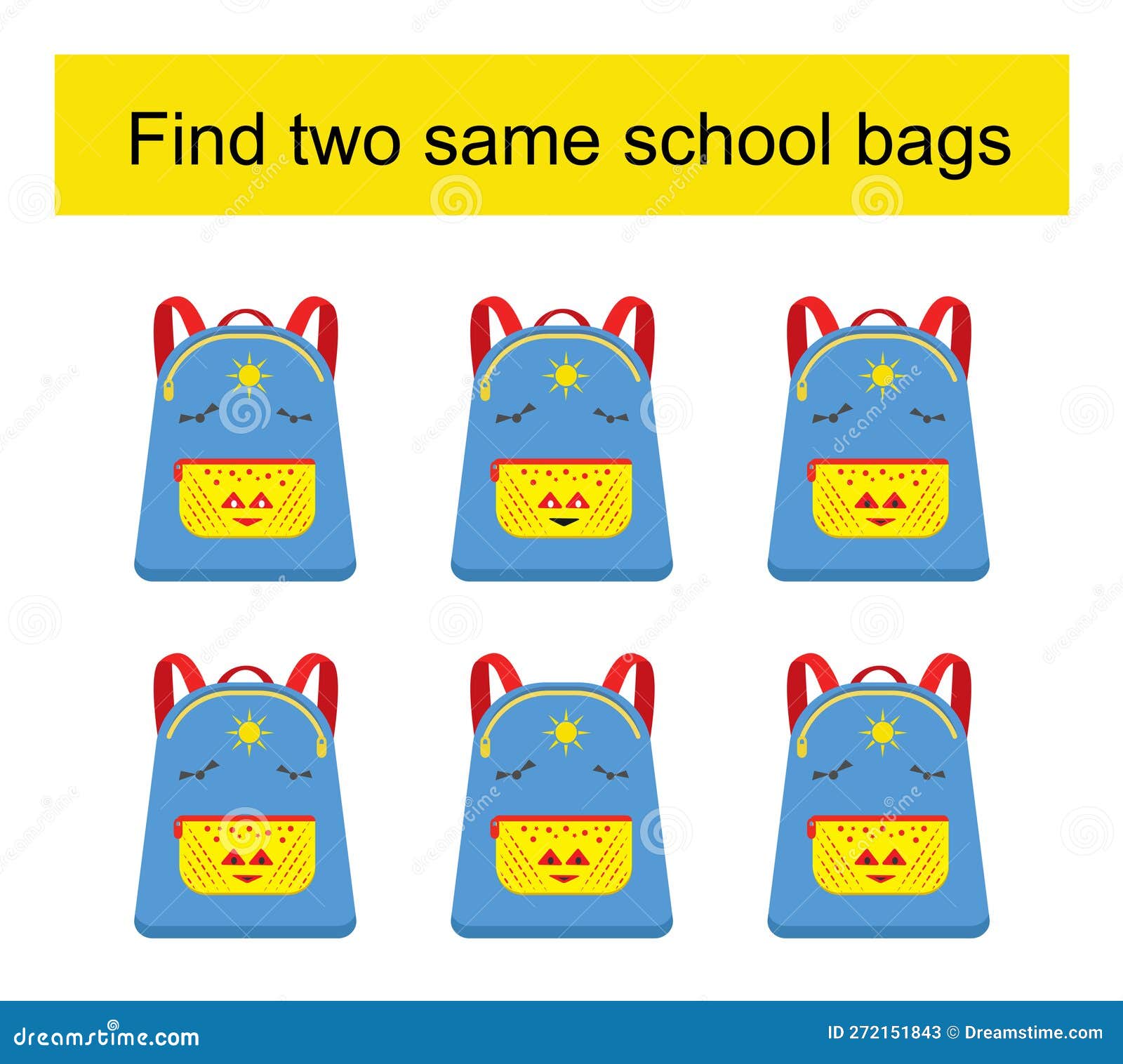 Educational Game for Kids. Need To Find Two Same School Bags Stock ...