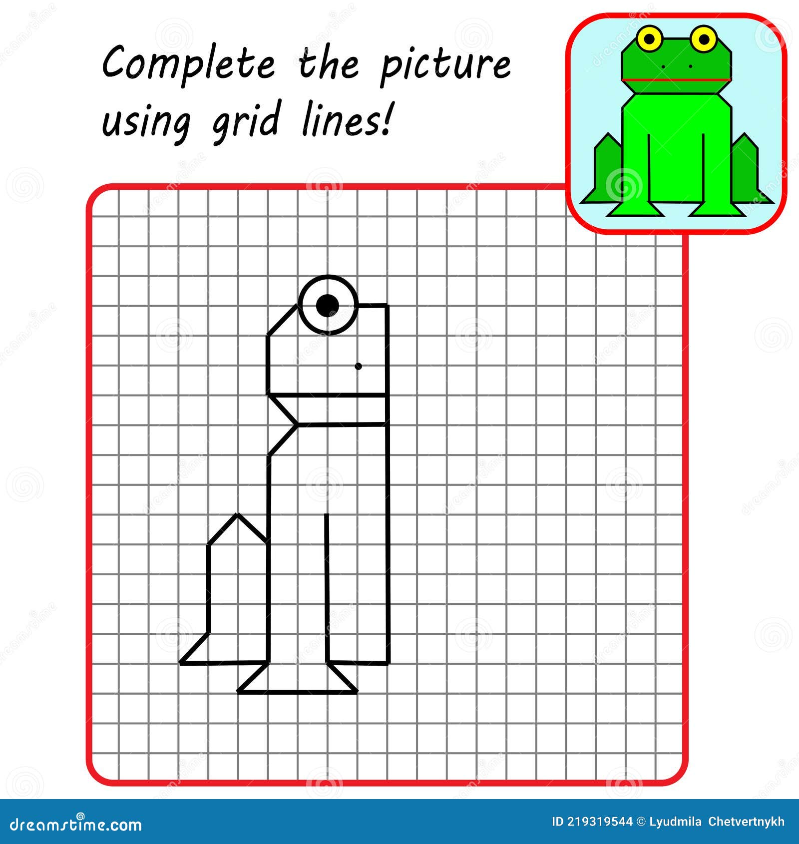 Educational Game for Kids. Simple Exercise Frog. Drawing Using Grid ...
