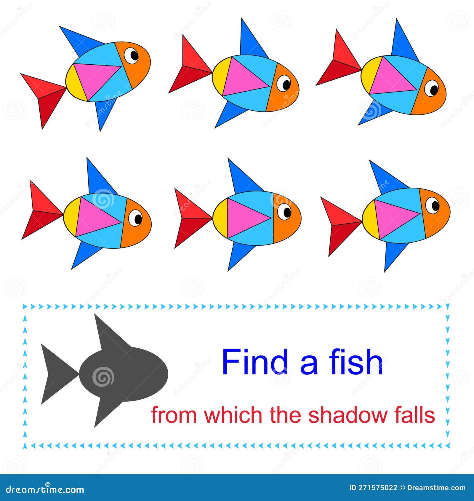 Educational Game for Kids. Find a Fish from Which the Shadow Falls ...