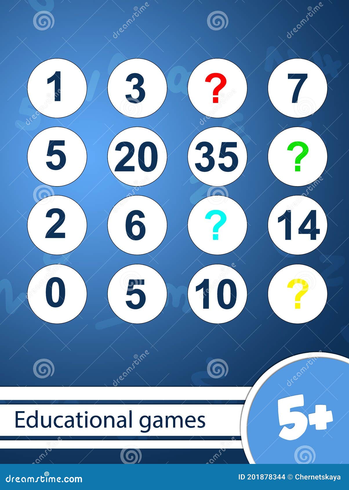 Educational Games for Kids, Logic. Chart with Numbers and Missing ... Educational Games for Kids, Logic. Chart with Numbers and Missing ...