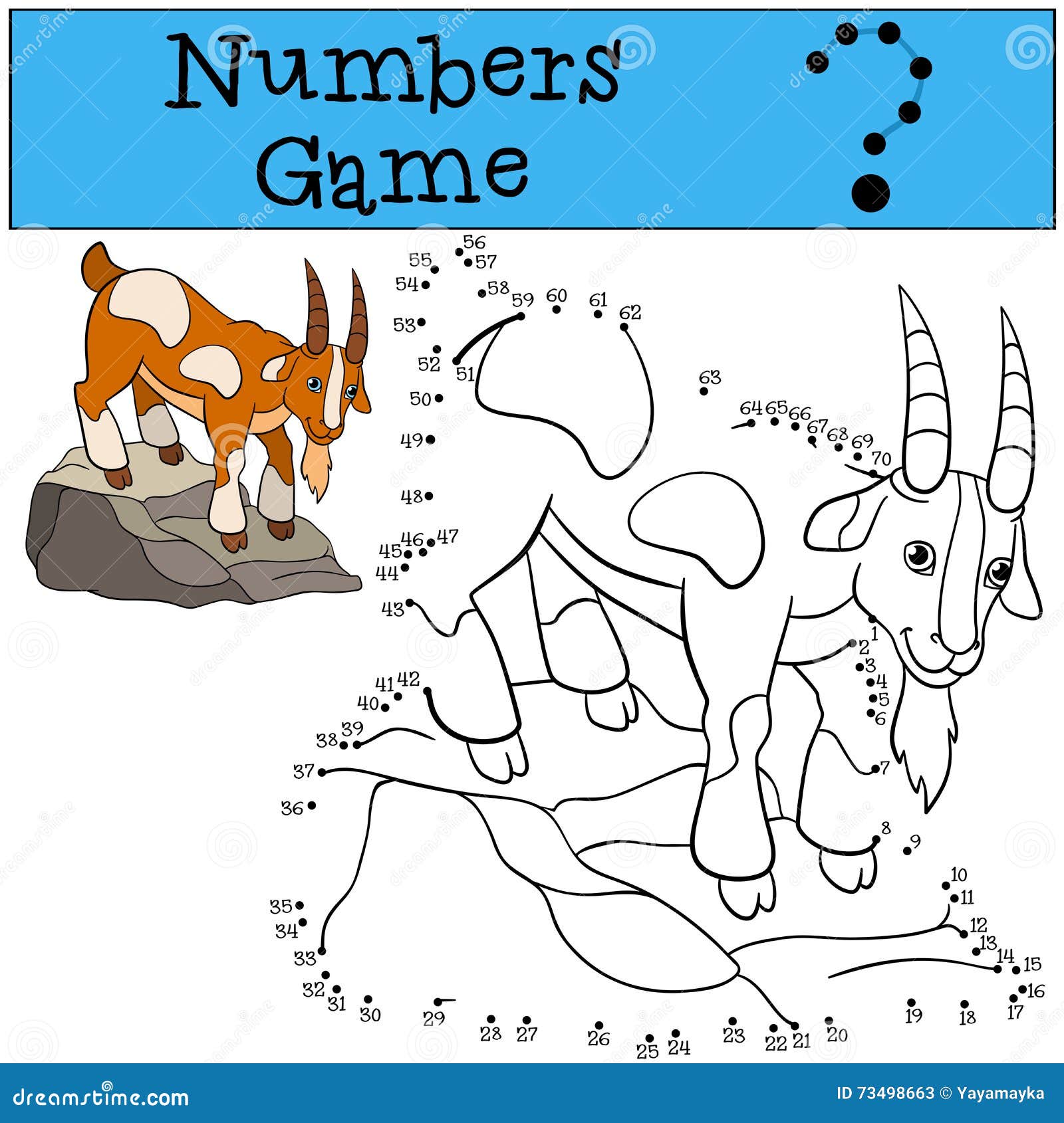 Educational Games for Kids: Numbers Game. Goat. Stock Vector ...