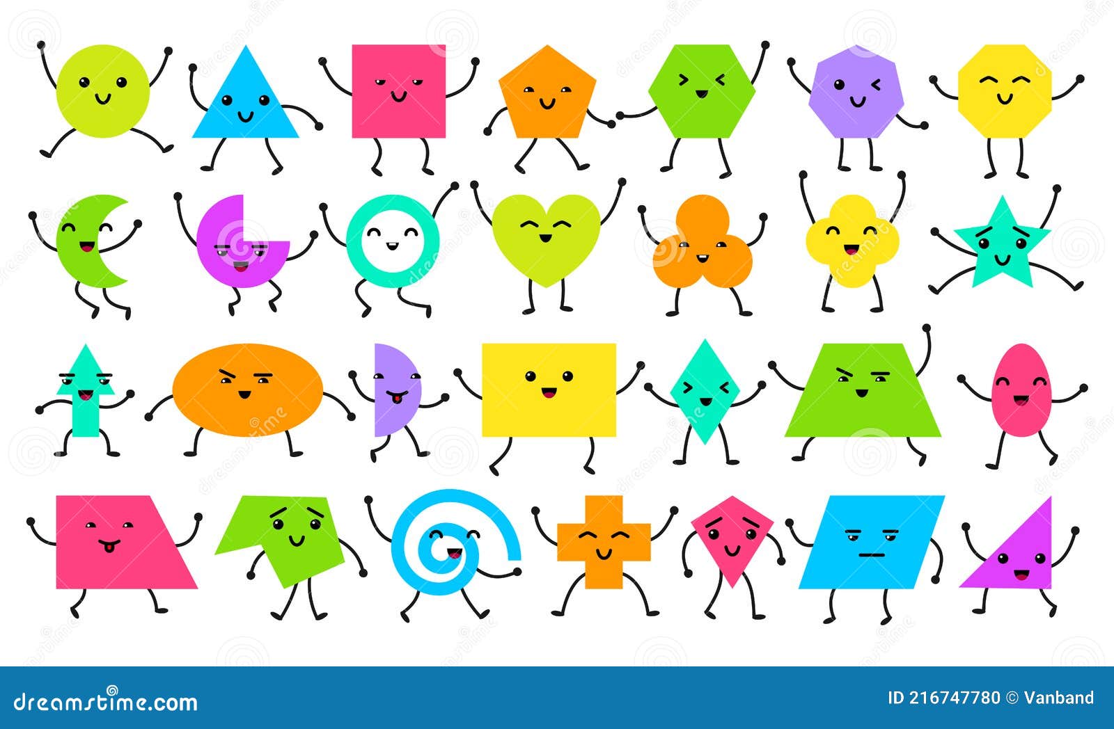 Educational Geometric Shapes Set with Hands Legs Stock Vector ...