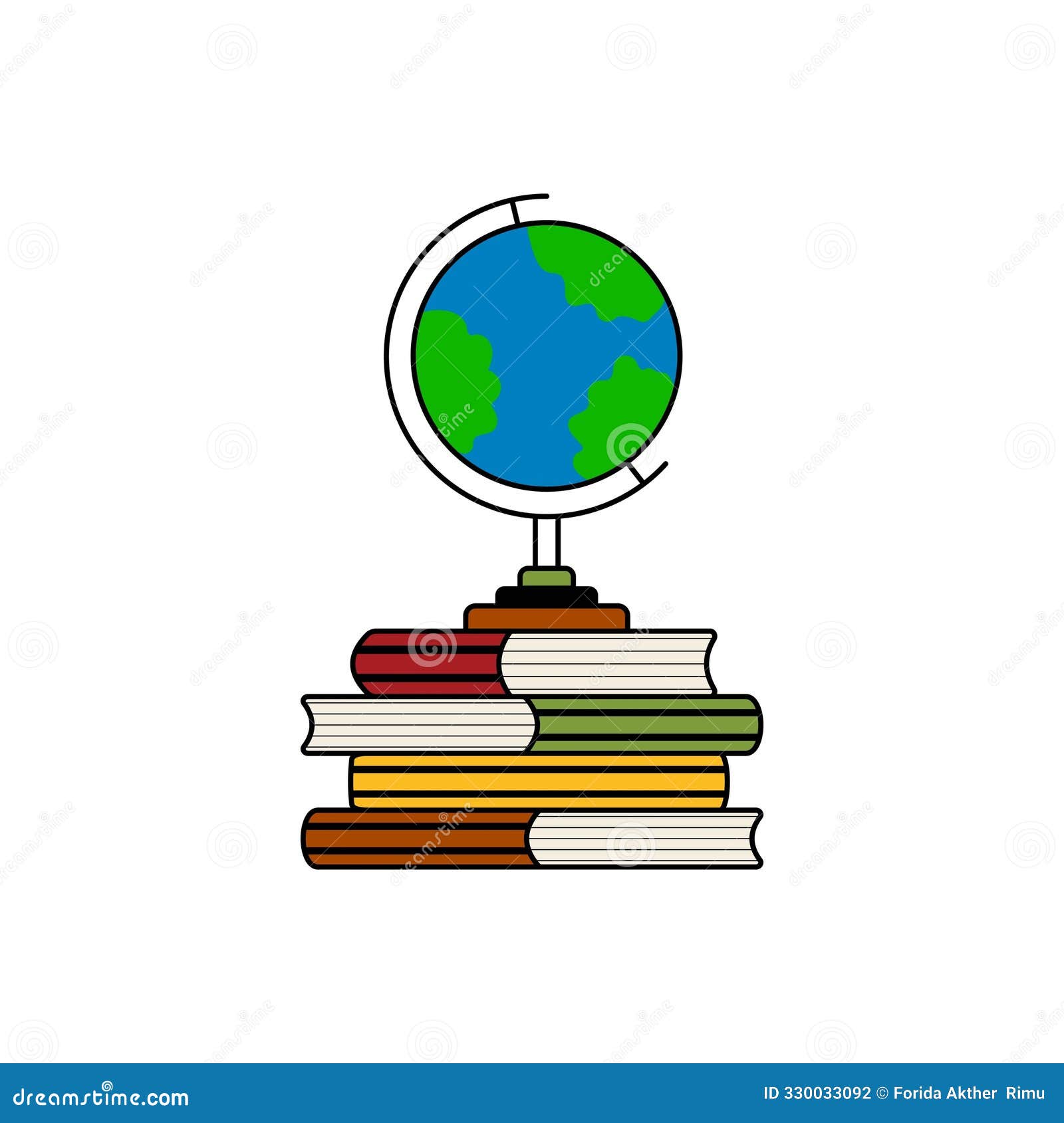 Educational Globe on a Stack of Books Vector Illustration Stock Vector ...
