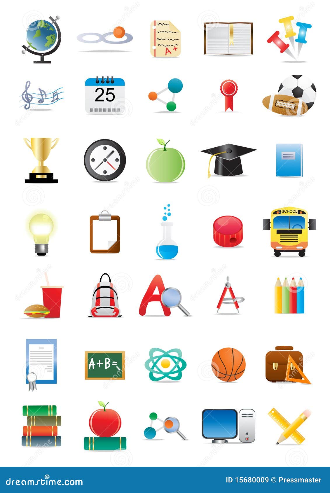 Educational icons stock illustration. Illustration of clipboard - 15680009