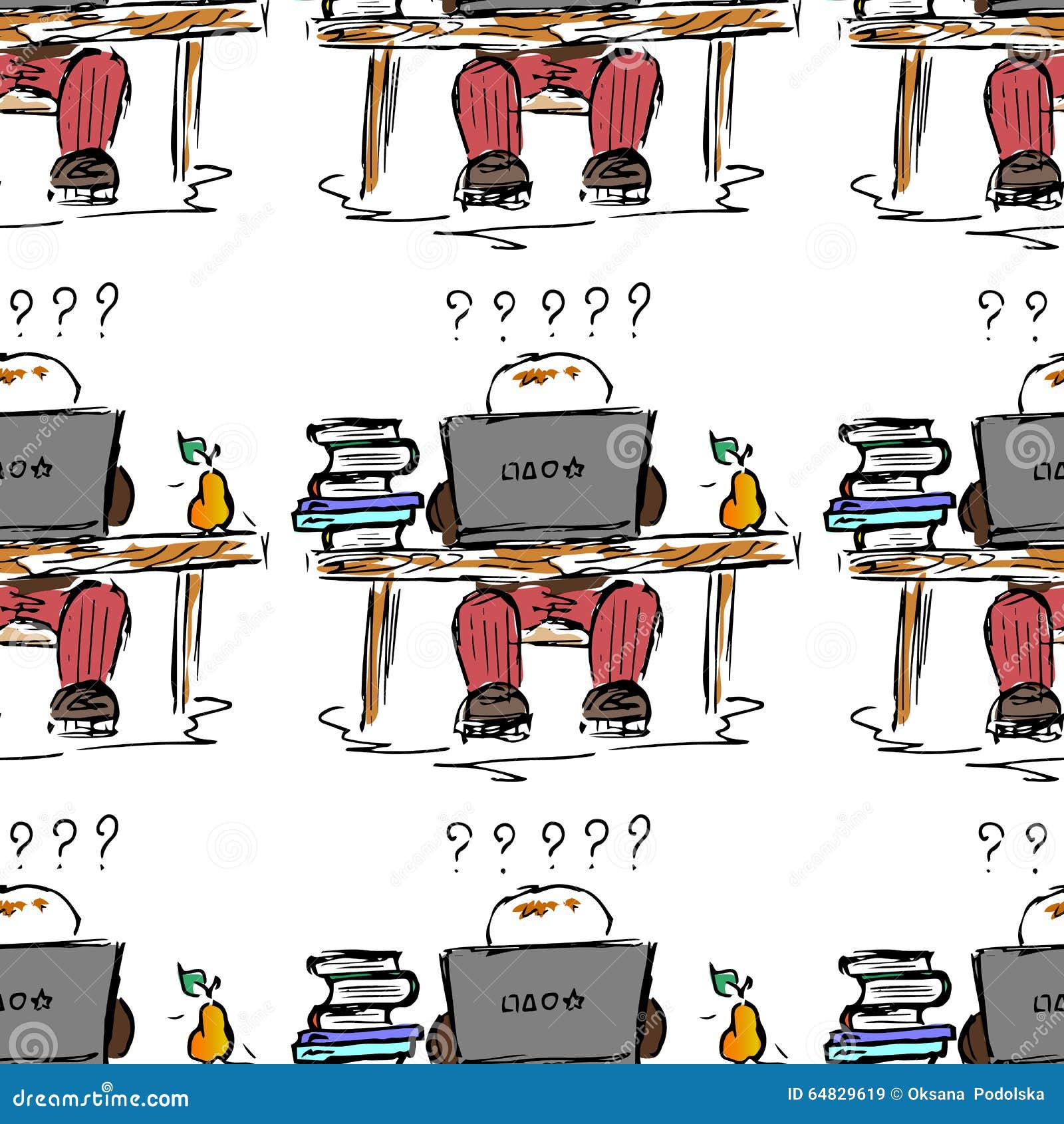 Educational Illustration. People at Work. Study, Session, Library ...