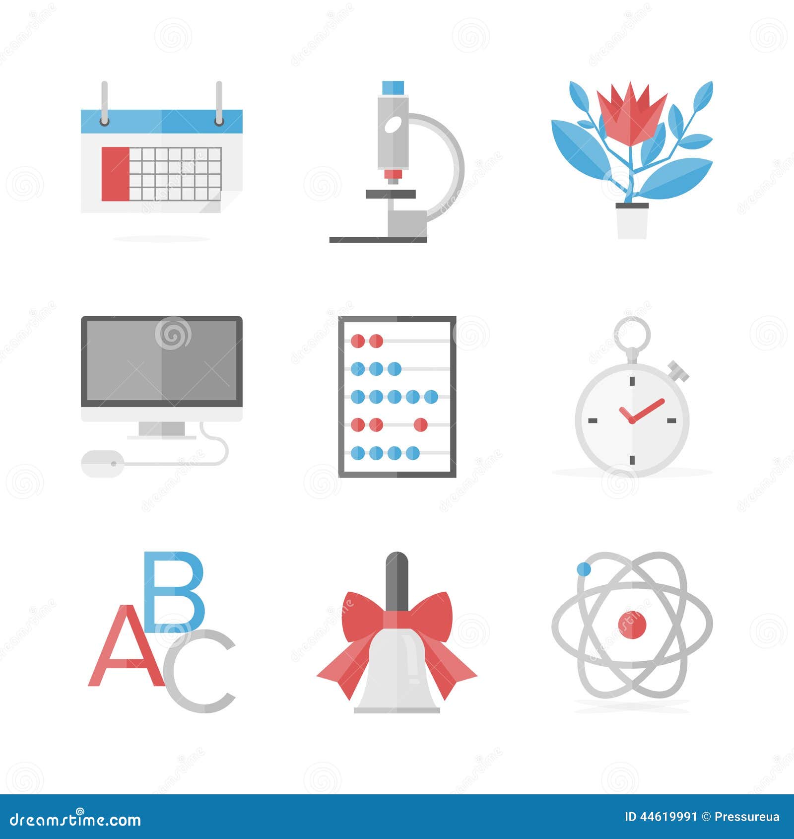 Educational Items Flat Icons Set Stock Vector - Illustration of item ...