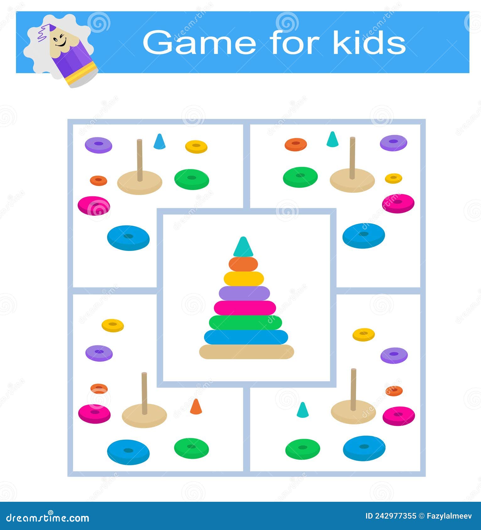 Logical Game for Kids. Find the Right a Pyramid Stock Illustration ...