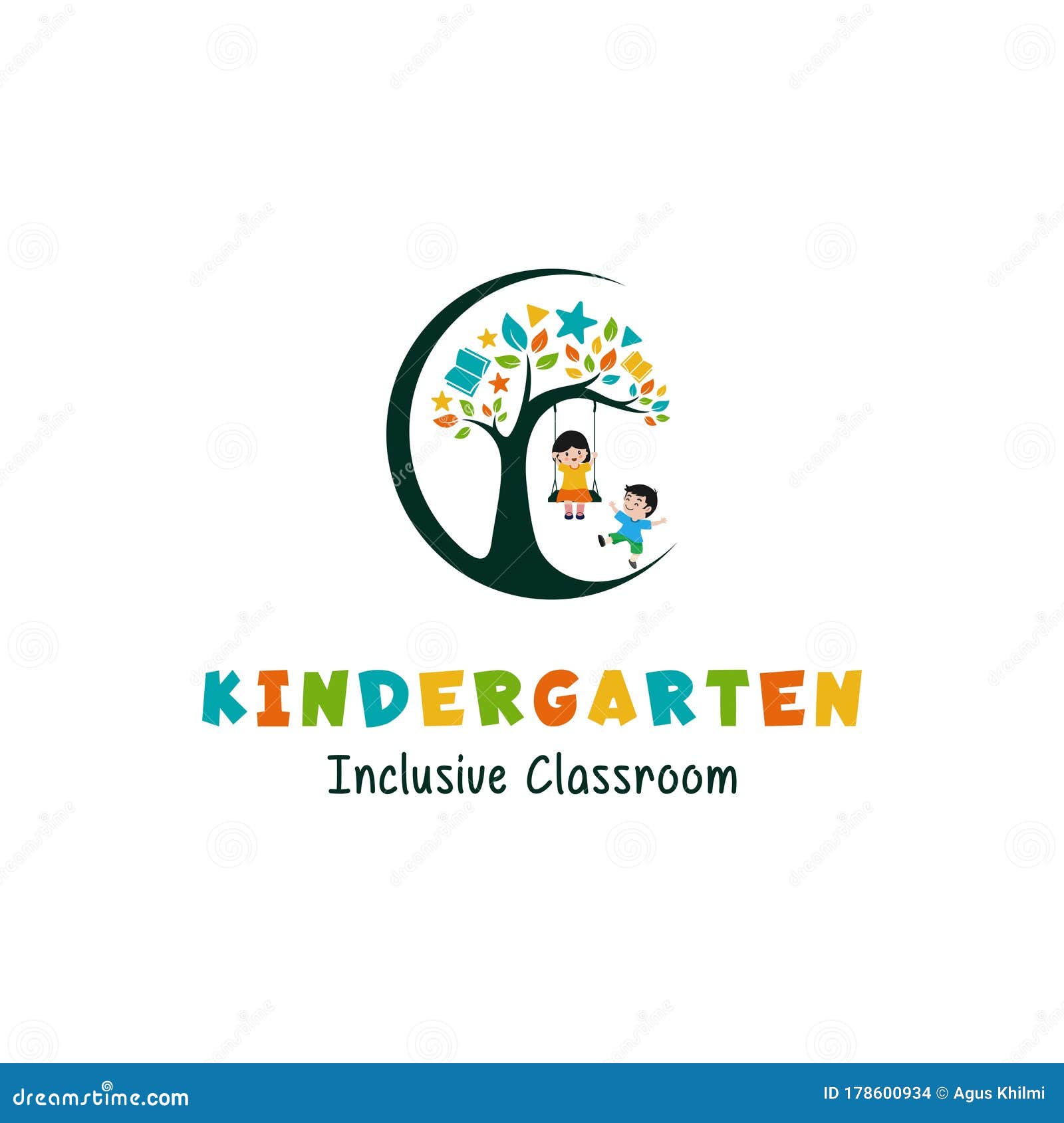 Kindergarten logo template stock illustration. Illustration of care ...