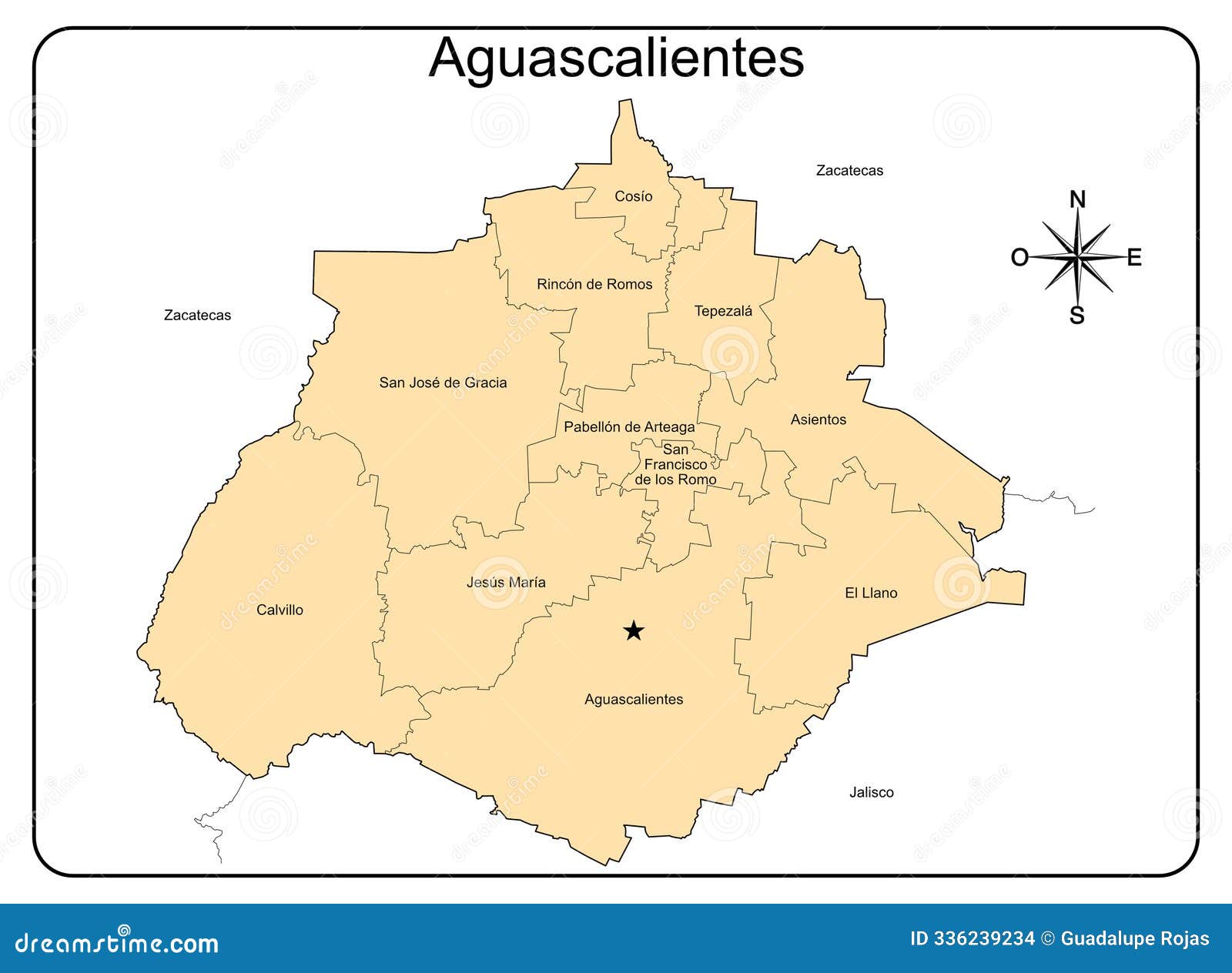 Educational Map Of The State Of Aguascalientes In Mexico, With ...
