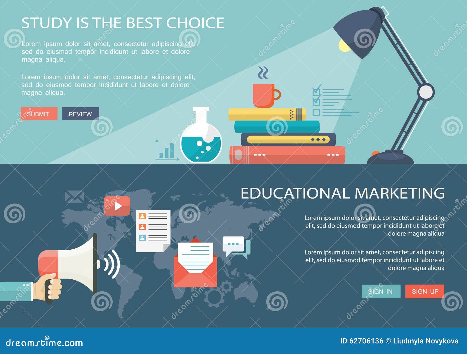 Educational Marketing Flat Banners Set Stock Vector - Illustration of ...