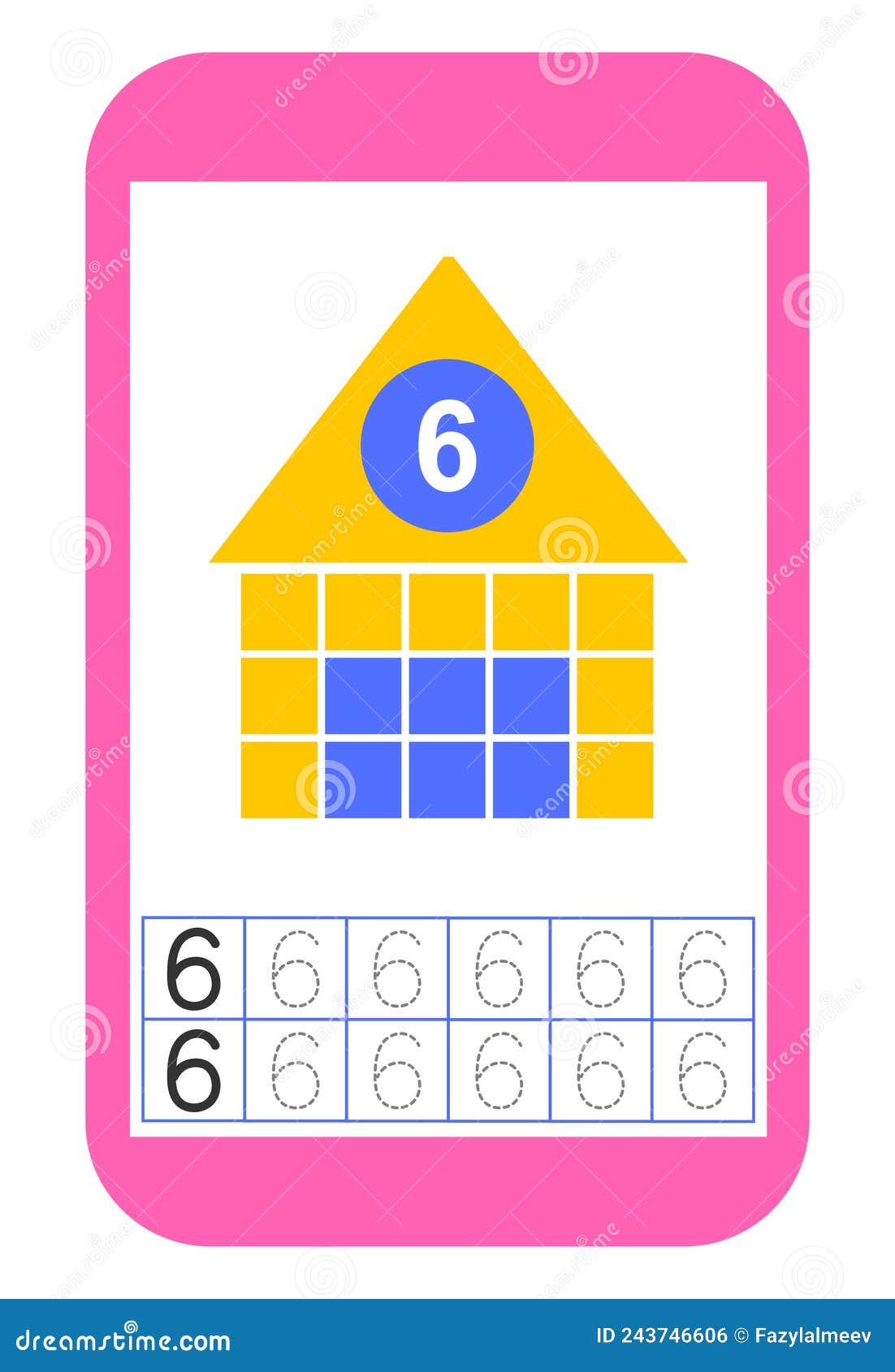 Educational Material for Kids. Worksheet for Training Numbers. Number 6 ...