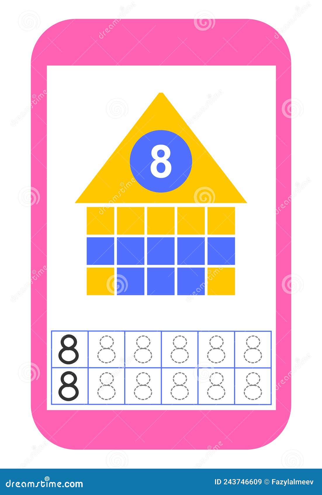 Educational Material for Kids. Worksheet for Training Numbers. Number 8 ...