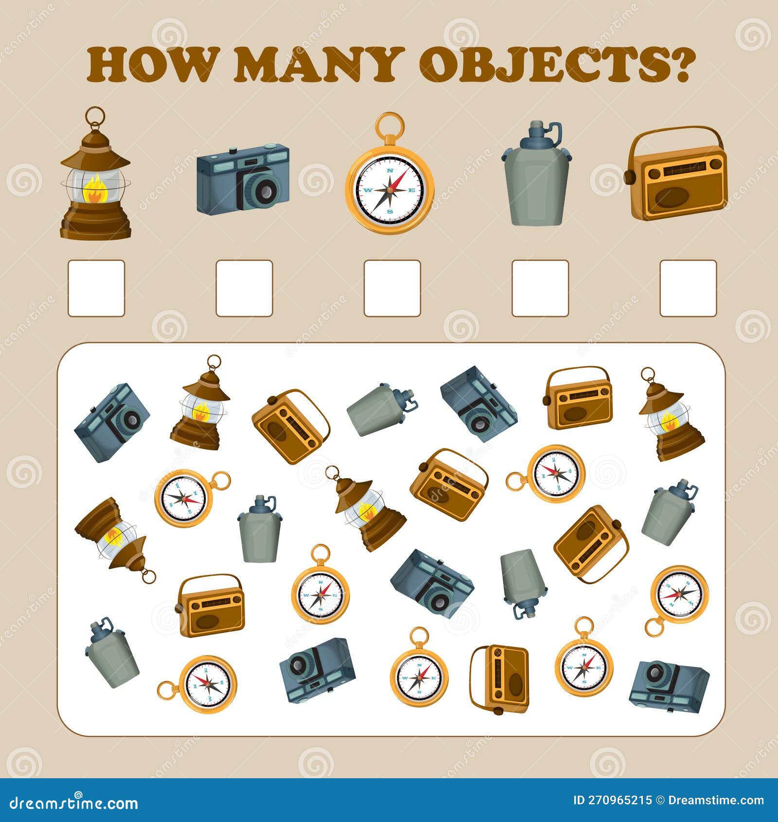 Educational Math Game. Count How Many Items Stock Vector - Illustration ...