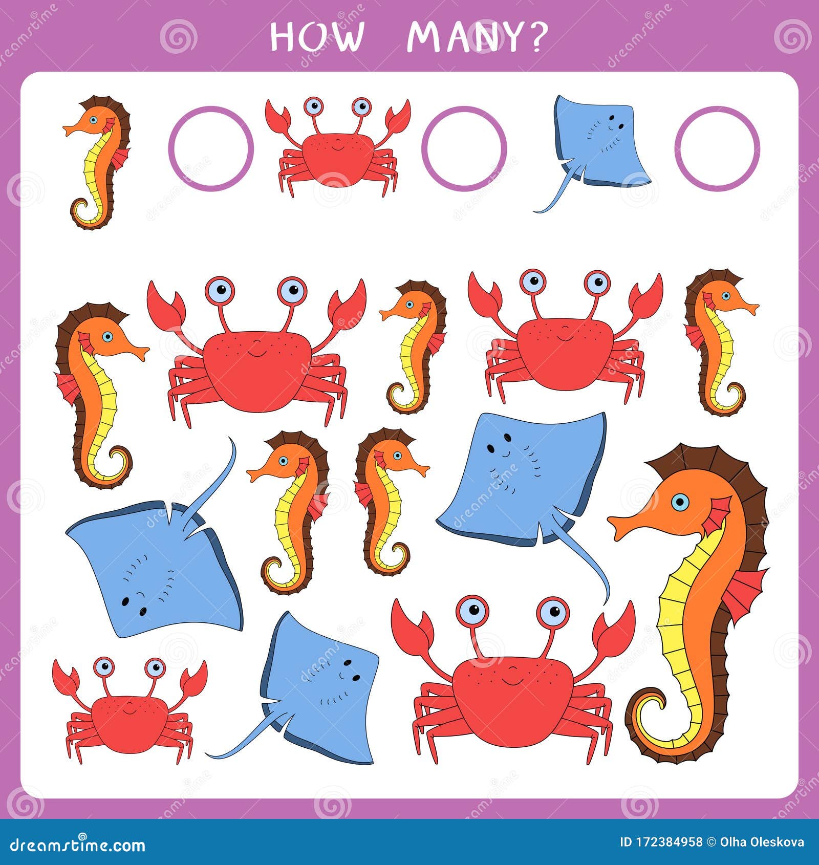 Educational Math Game for Kids Stock Vector - Illustration of crab ...