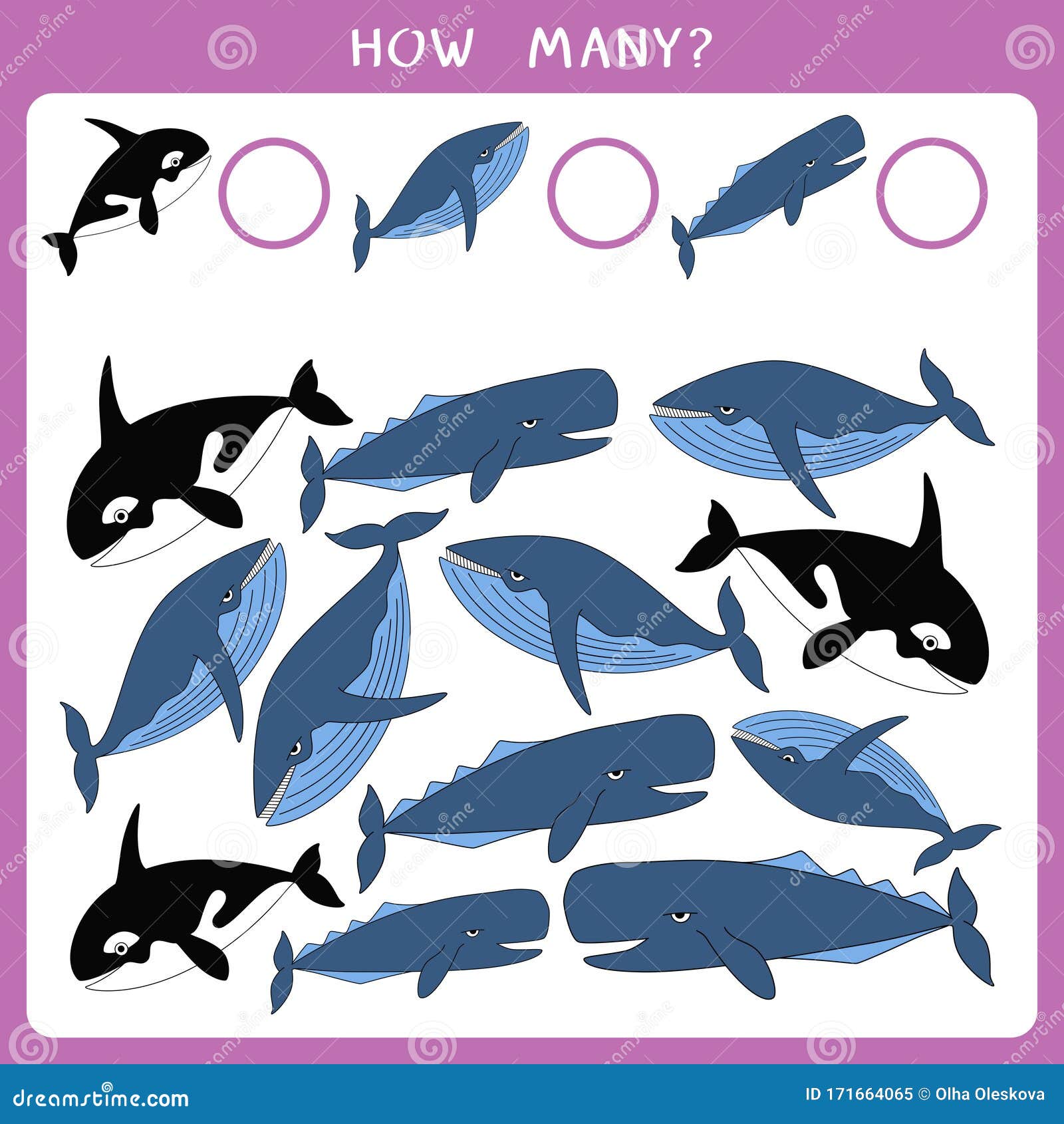 Educational Math Game for Kids Stock Vector - Illustration of baleen ...