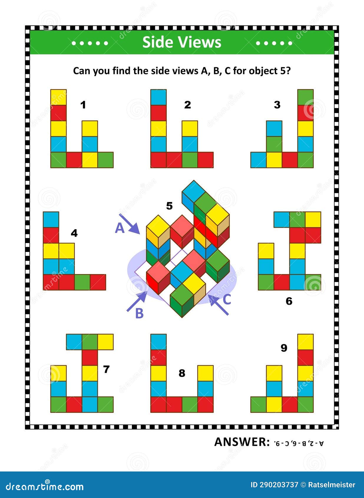 Educational Math Puzzle with Building Blocks: Can You Find the Side ...