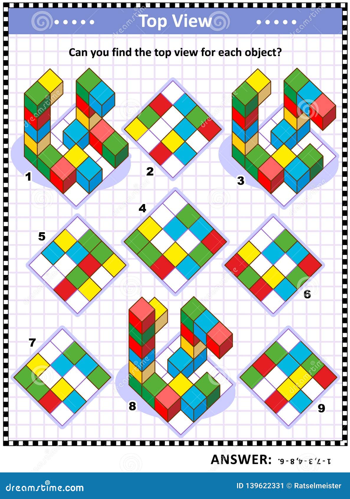 Find Top View Visual Math Puzzle Stock Vector - Illustration of riddle ...