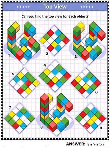 Find Top View Visual Math Puzzle Stock Vector - Illustration of riddle ...