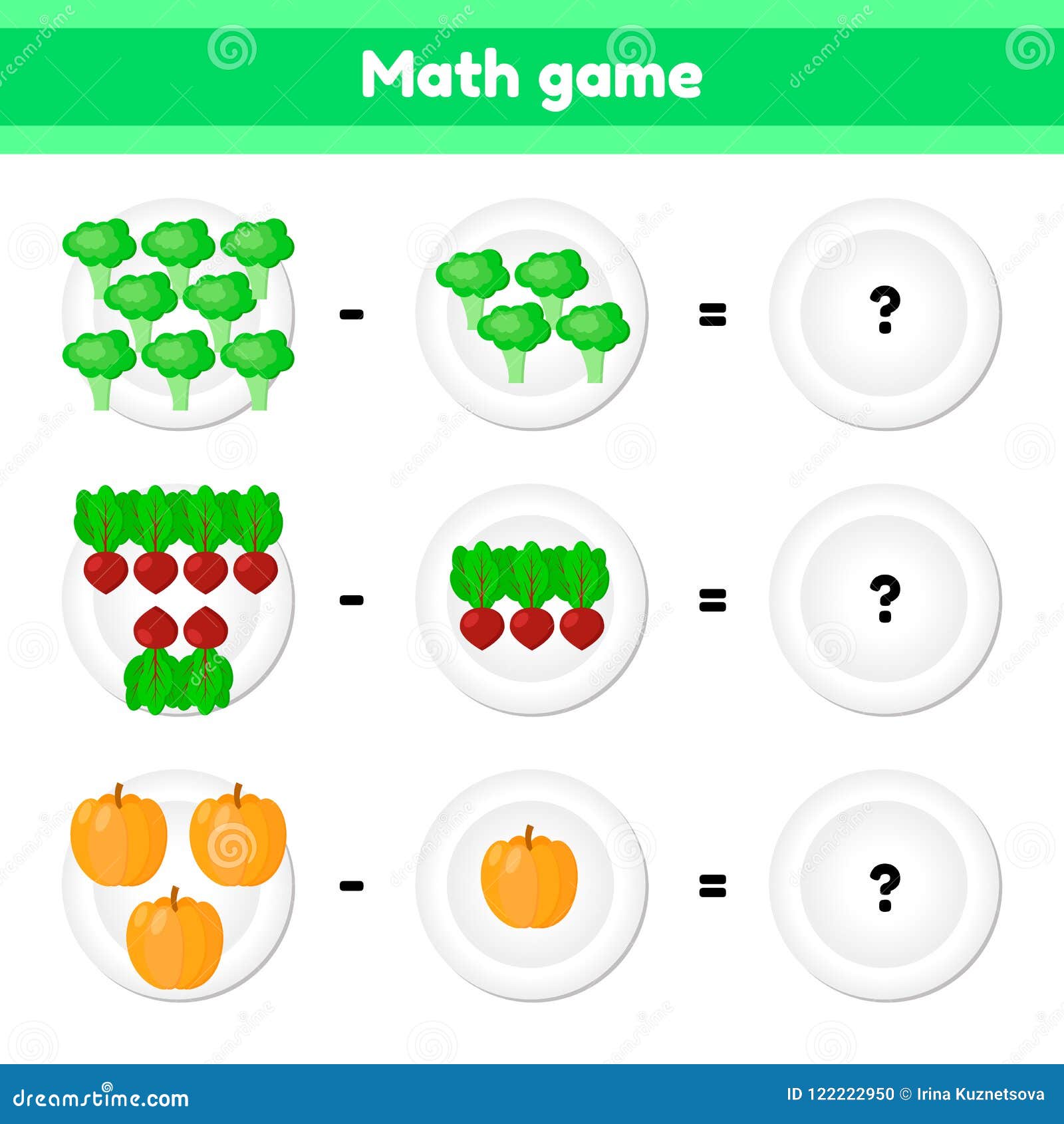Educational a Mathematical Game. Logic Task for Children. Subtraction ...