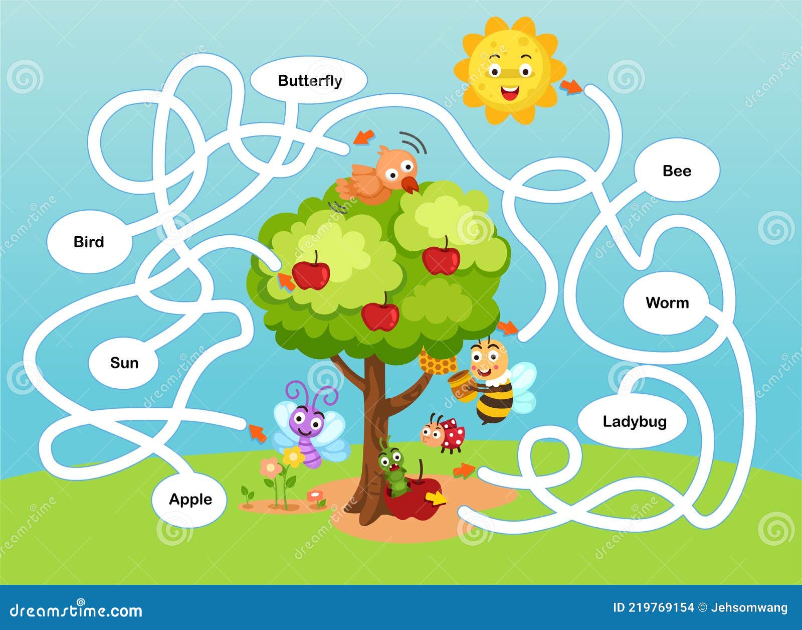 Educational maze game stock vector. Illustration of school - 219769154