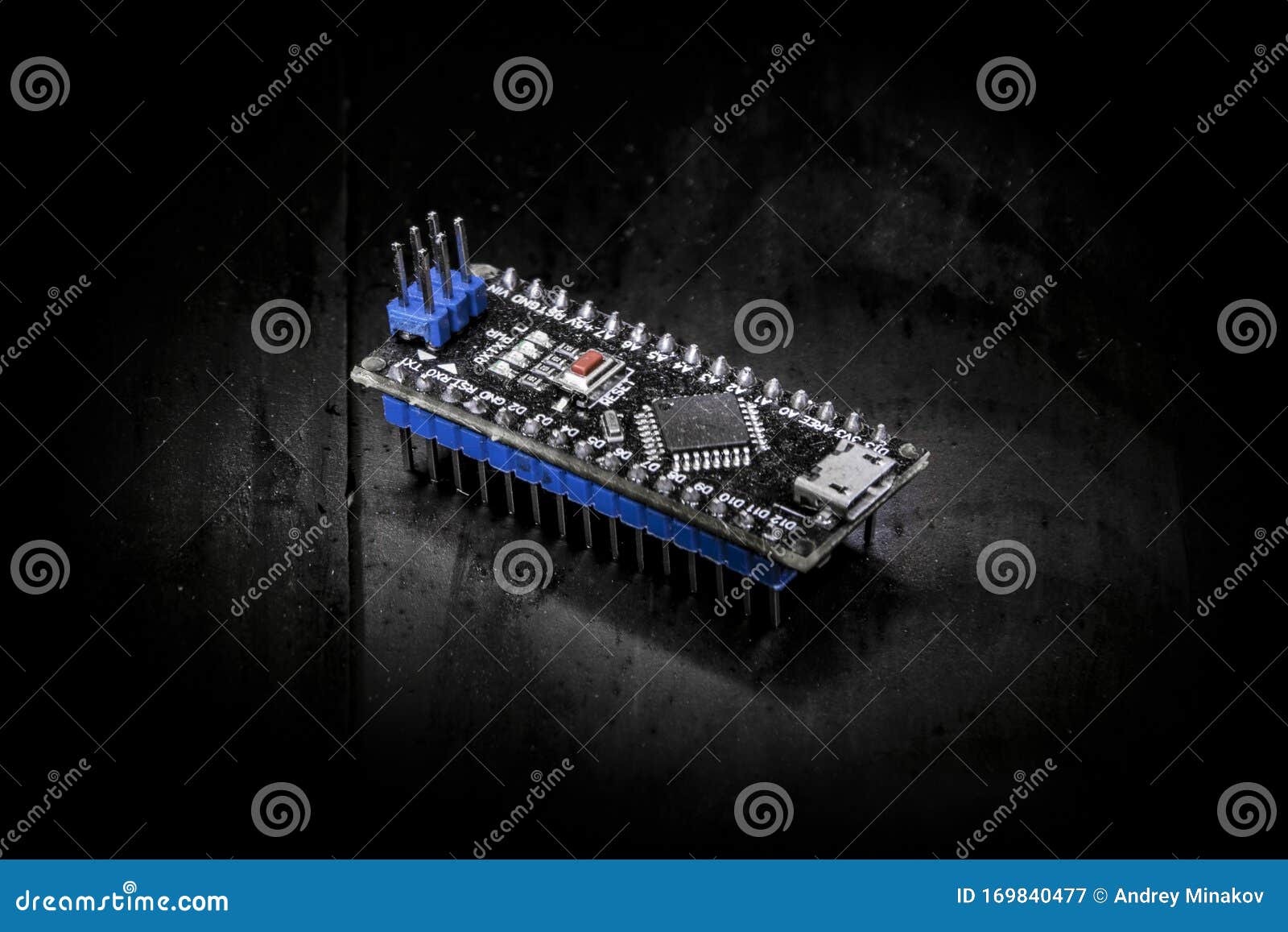 Educational Microcontroller Board Arduino On Black Background Stock Image Image Of Microchip