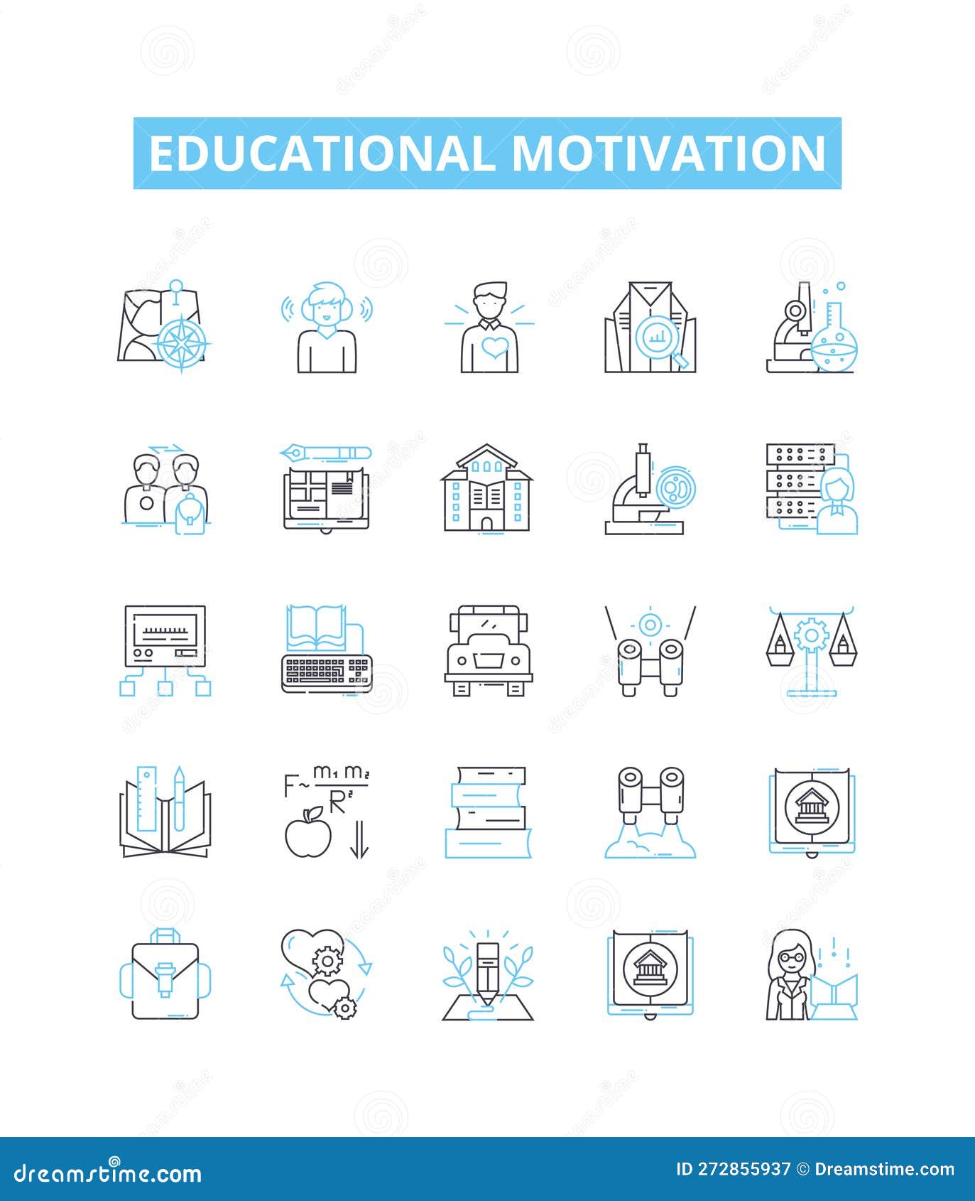 Educational Motivation Vector Line Icons Set. Learning, Inspiration ...