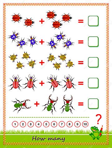 Educational Page for Children on Addition. Exercise Book. Solve ...