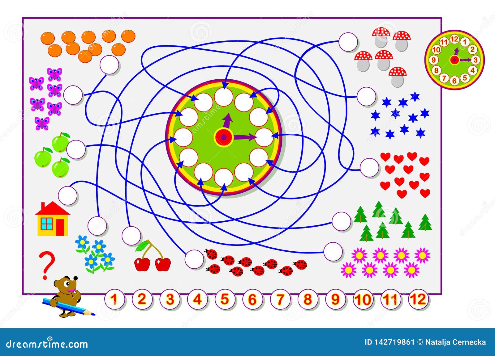 Educational Page for Children. Count the Quantity of Objects, Draw ...