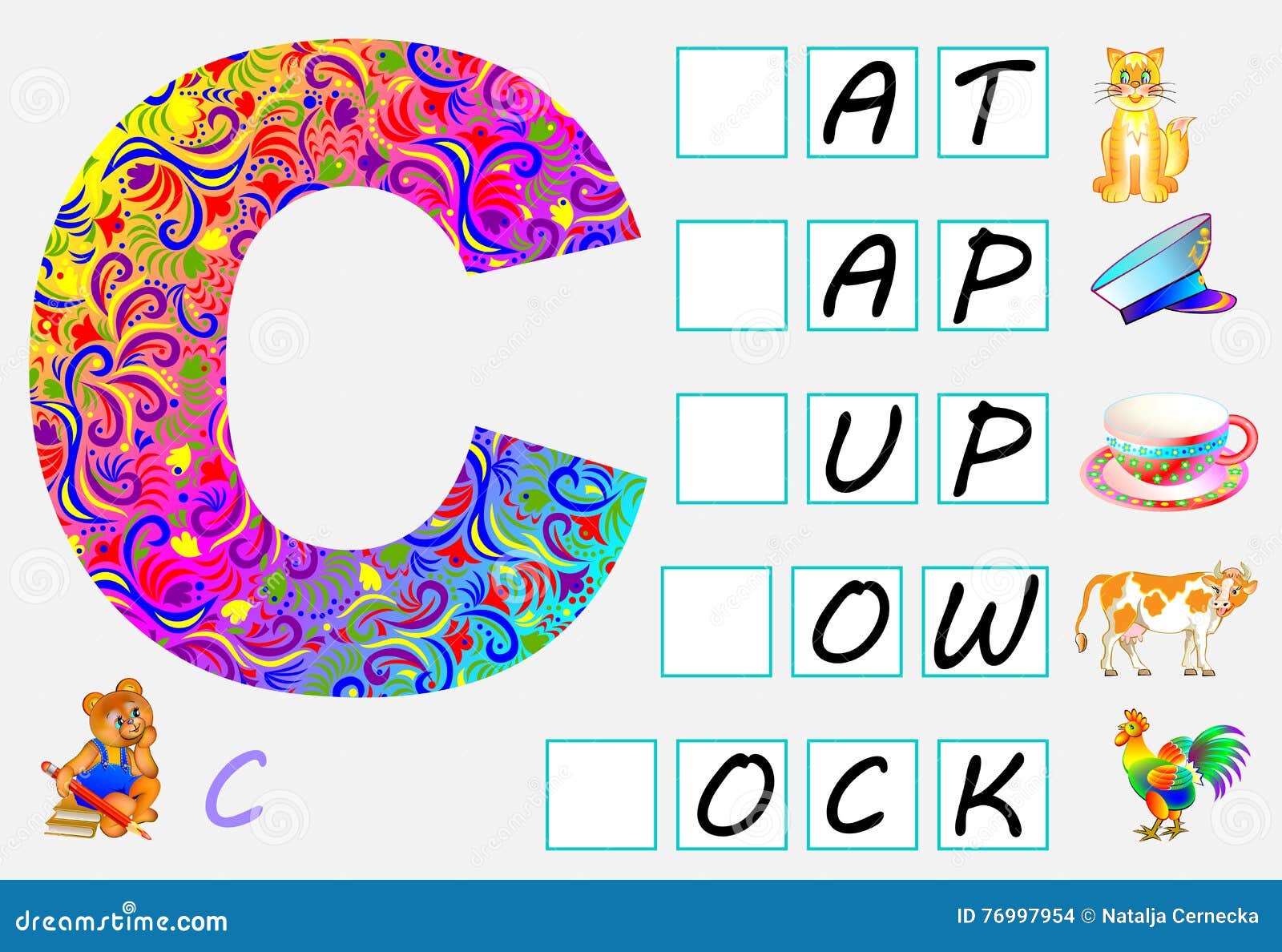 Educational Page for Children with Letter C for Study English. Need To ...