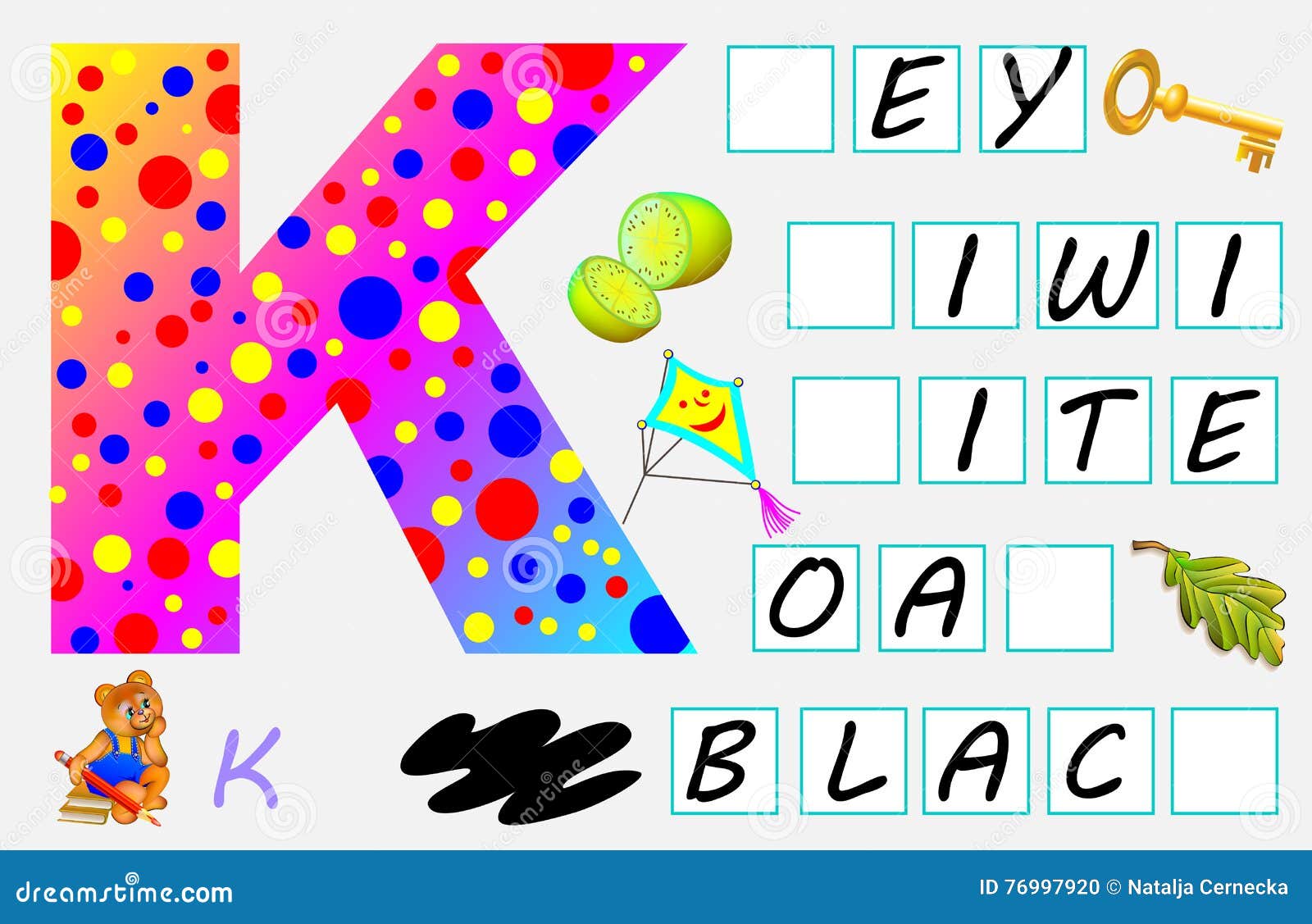 Educational Page for Children with Letter K for Study English. Need To ...
