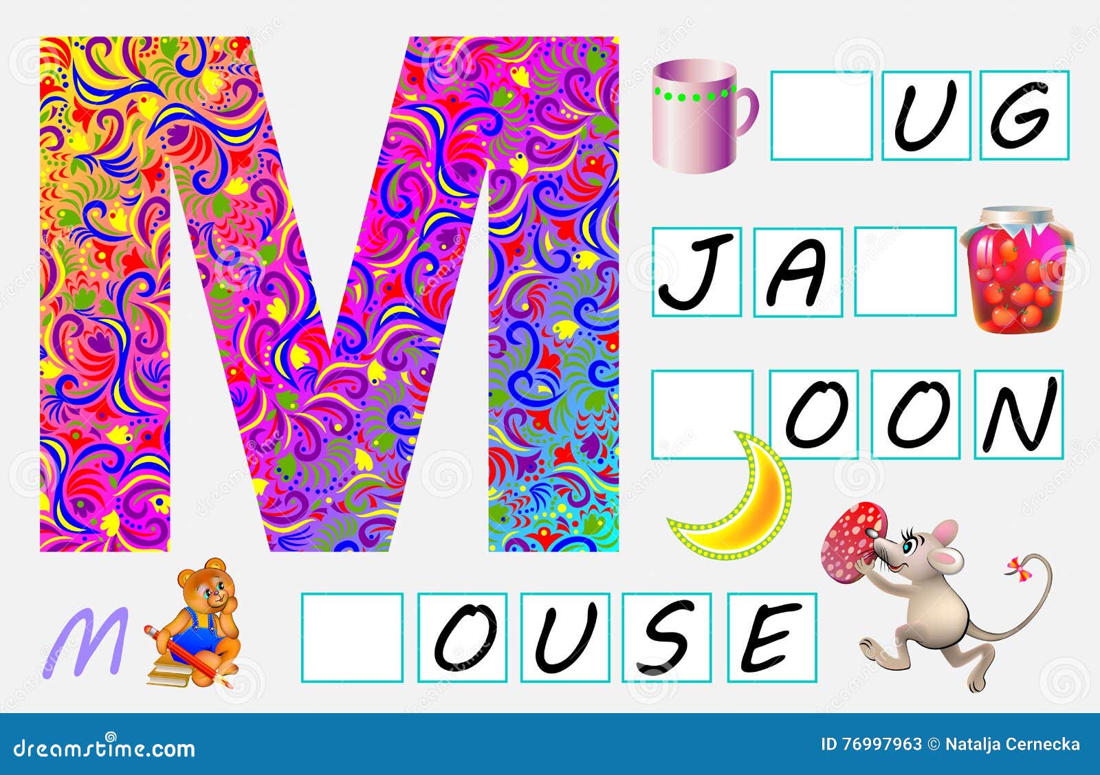 Educational Page for Children with Letter M for Study English. Need To ...