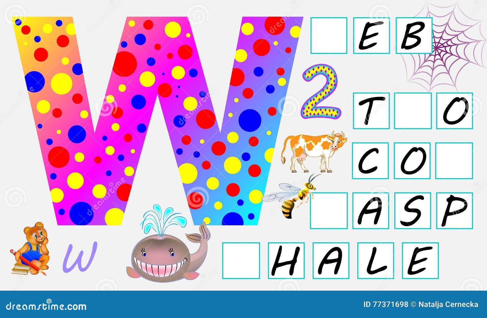 Educational Page for Children with Letter W for Study English. Need To ...