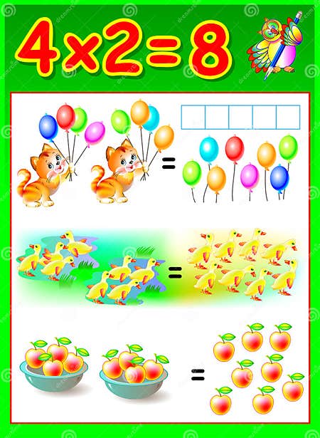 Educational Page for Children with Multiplication Table. Stock Vector ...