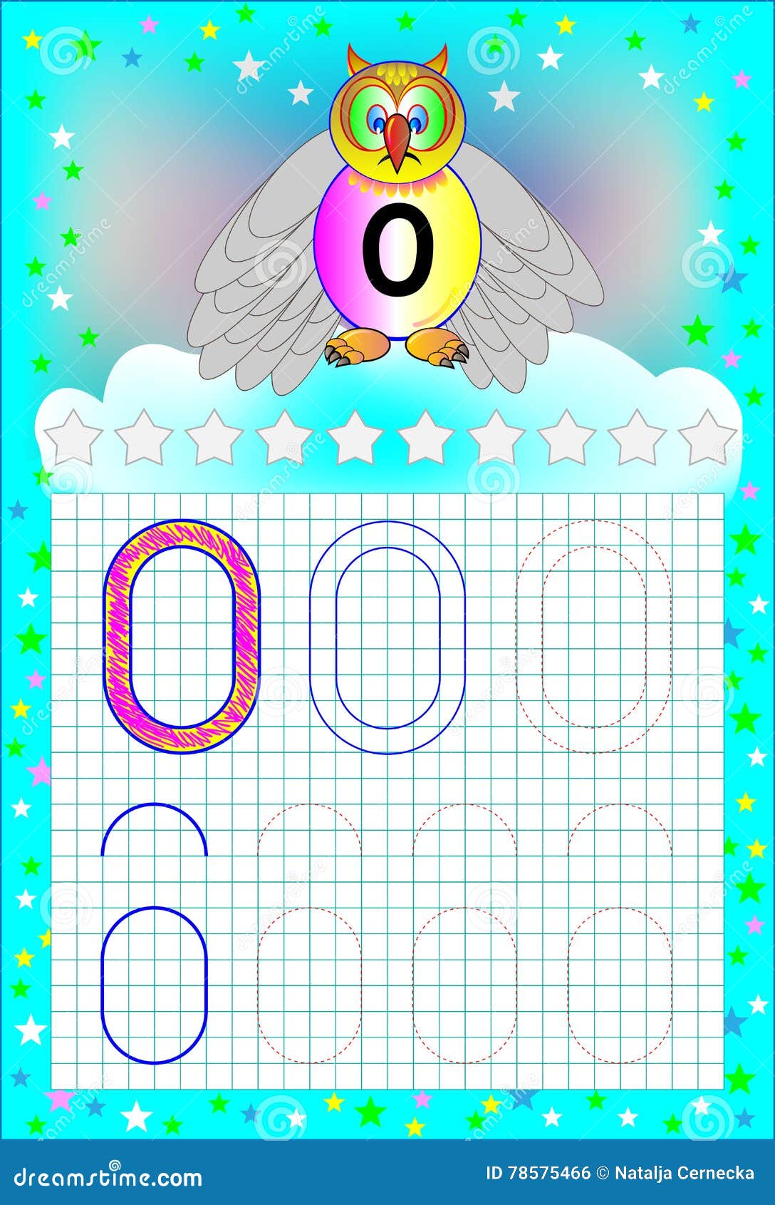 Educational Page for Children with Number Zero. Stock Vector ...