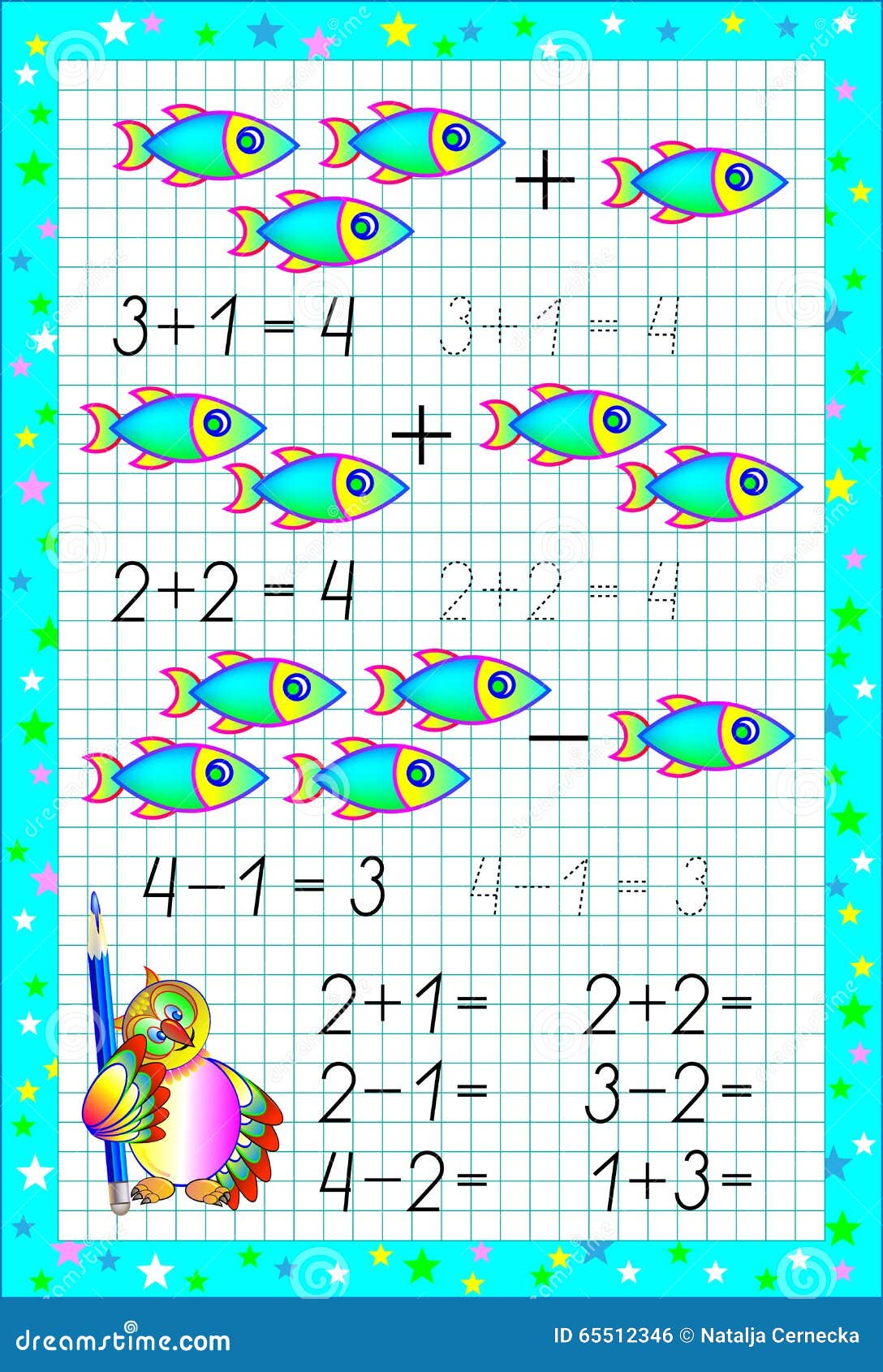 Educational Page for Children on a Square Paper with Numbers. Stock ...