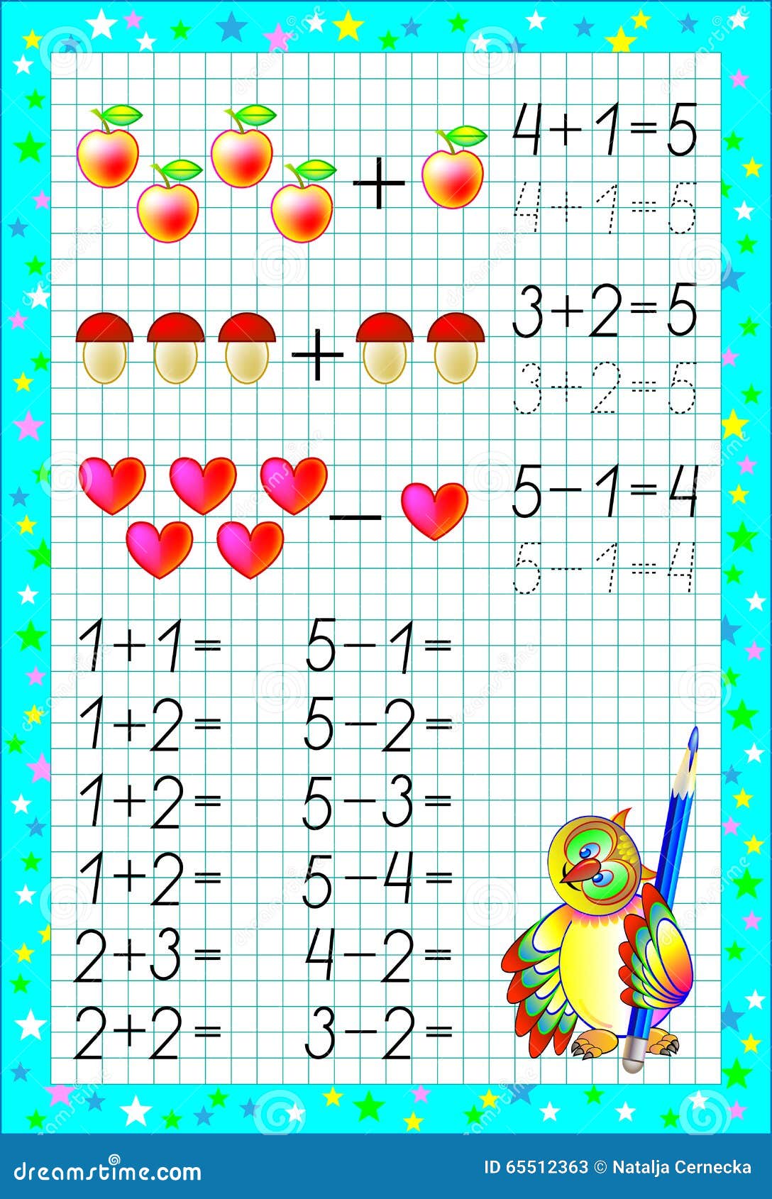 Educational Page for Children on a Square Paper with Numbers. Stock ...