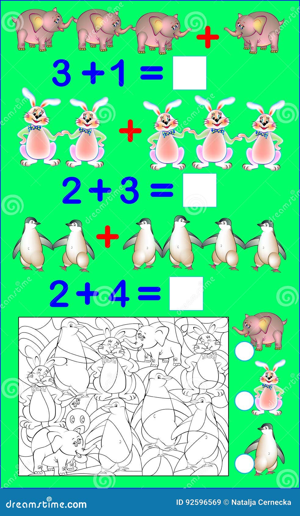 Educational Page with Exercises for Children on Addition. Solve ...