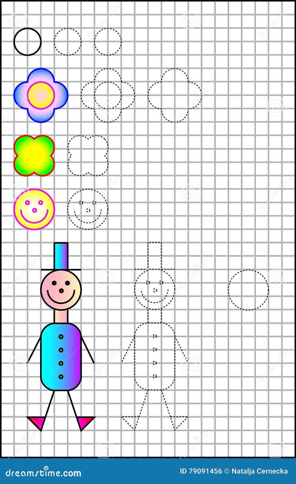 Educational Page with Exercises for Children on a Square Paper. Stock ...