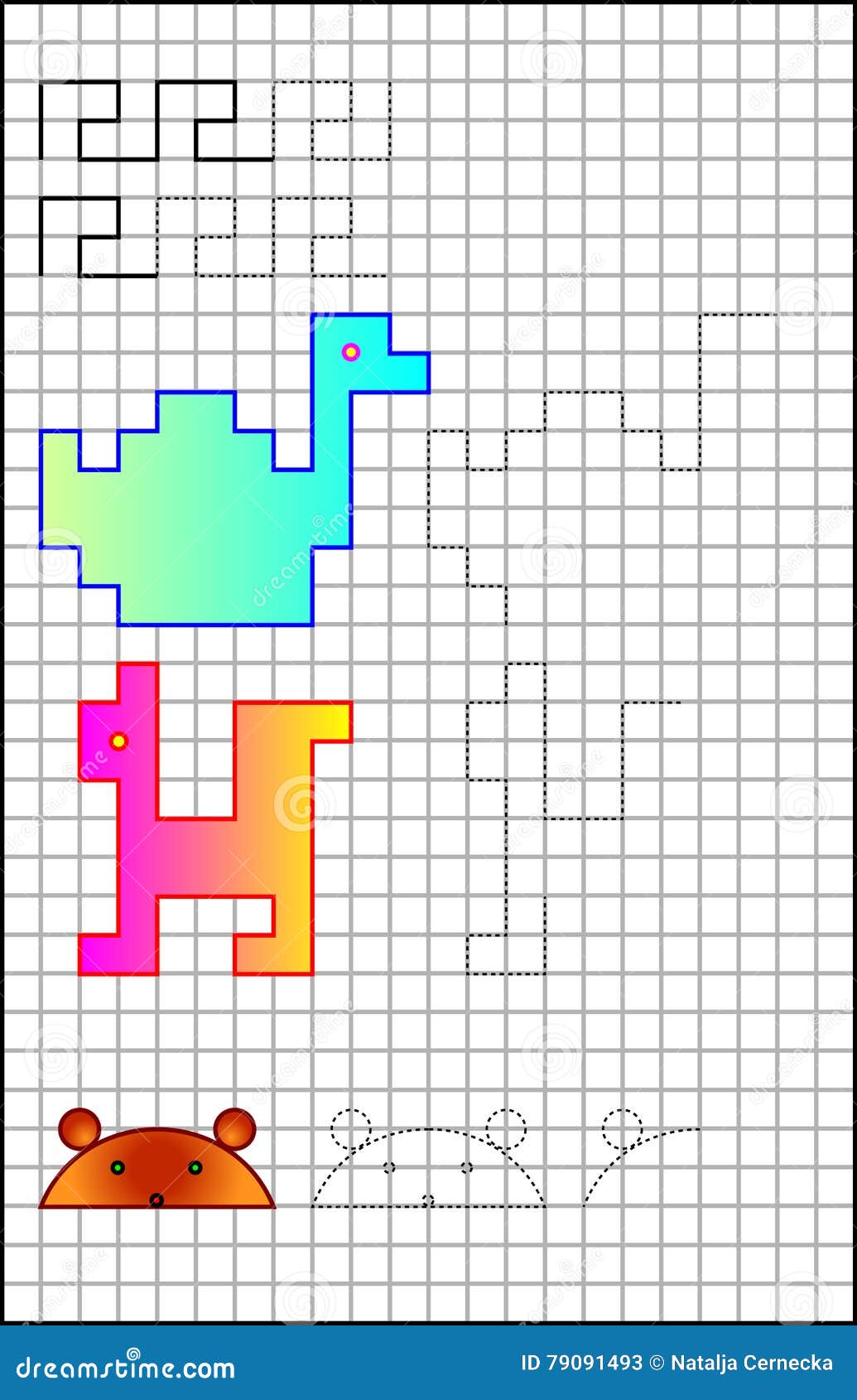 Educational Page with Exercises for Children on a Square Paper. Stock ...